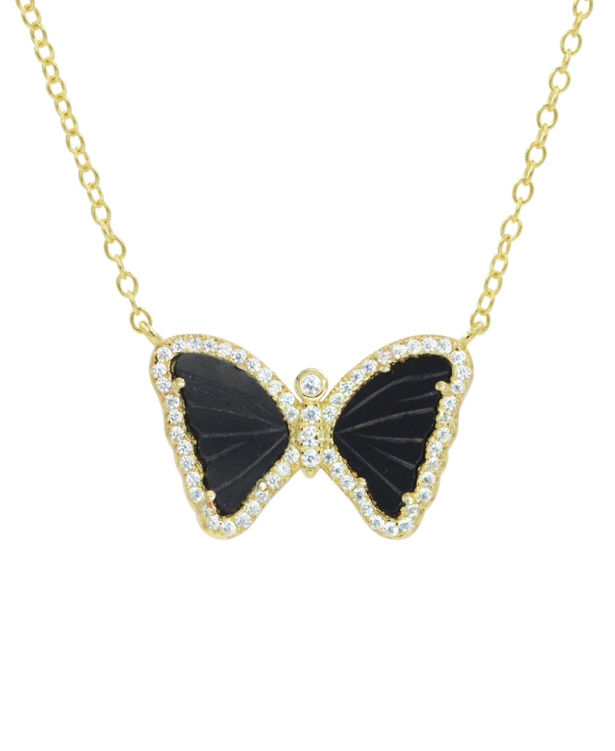 Click here for Kamaria Mini Butterfly Necklace with Black Onyx in... prices