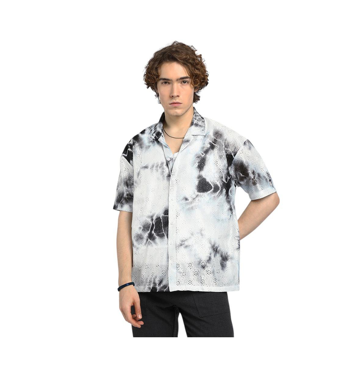 Click here for Campus Sutra Mens Tie-Dye Knit Oversized Shirt - G... prices