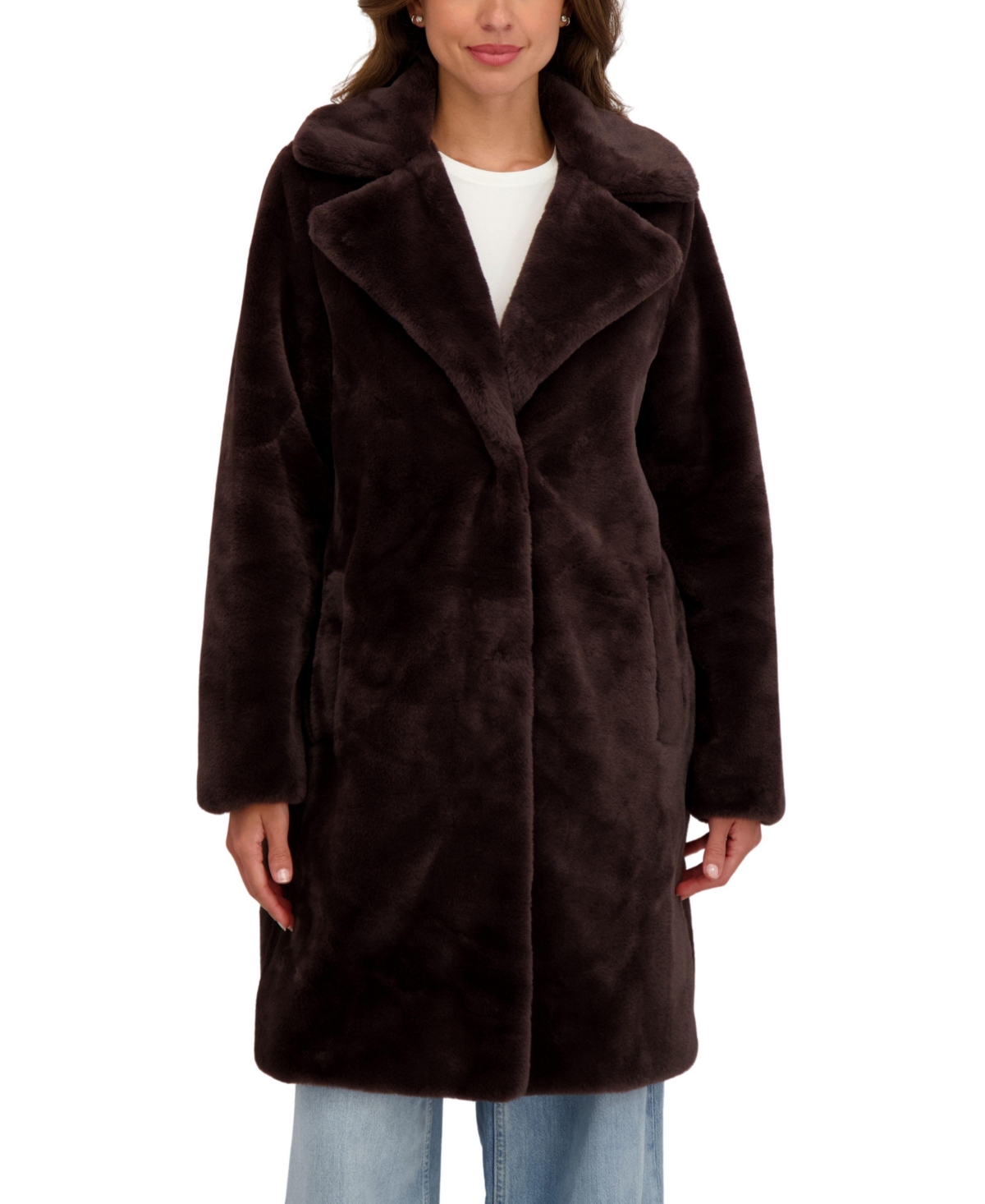 Click here for Sebby Collection Womens Faux Fur Notch Collar 3/4... prices