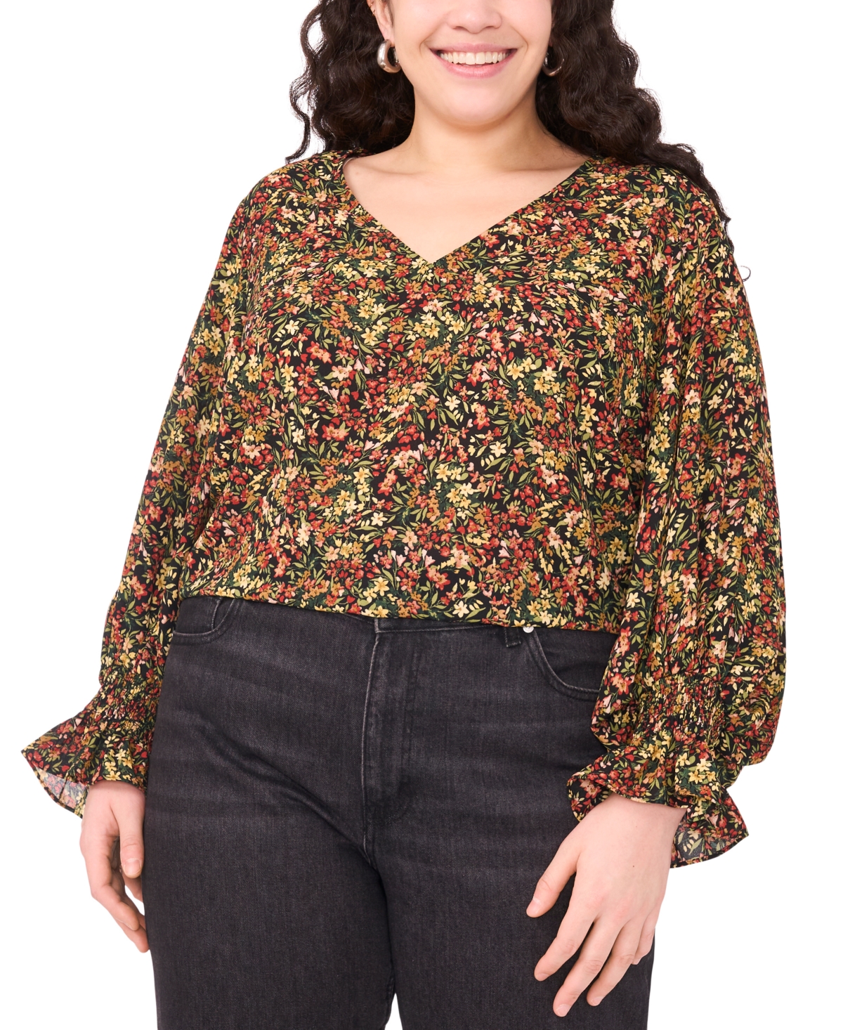 Click here for Vince Camuto Plus Size Balloon Sleeve V-Neck Blous... prices