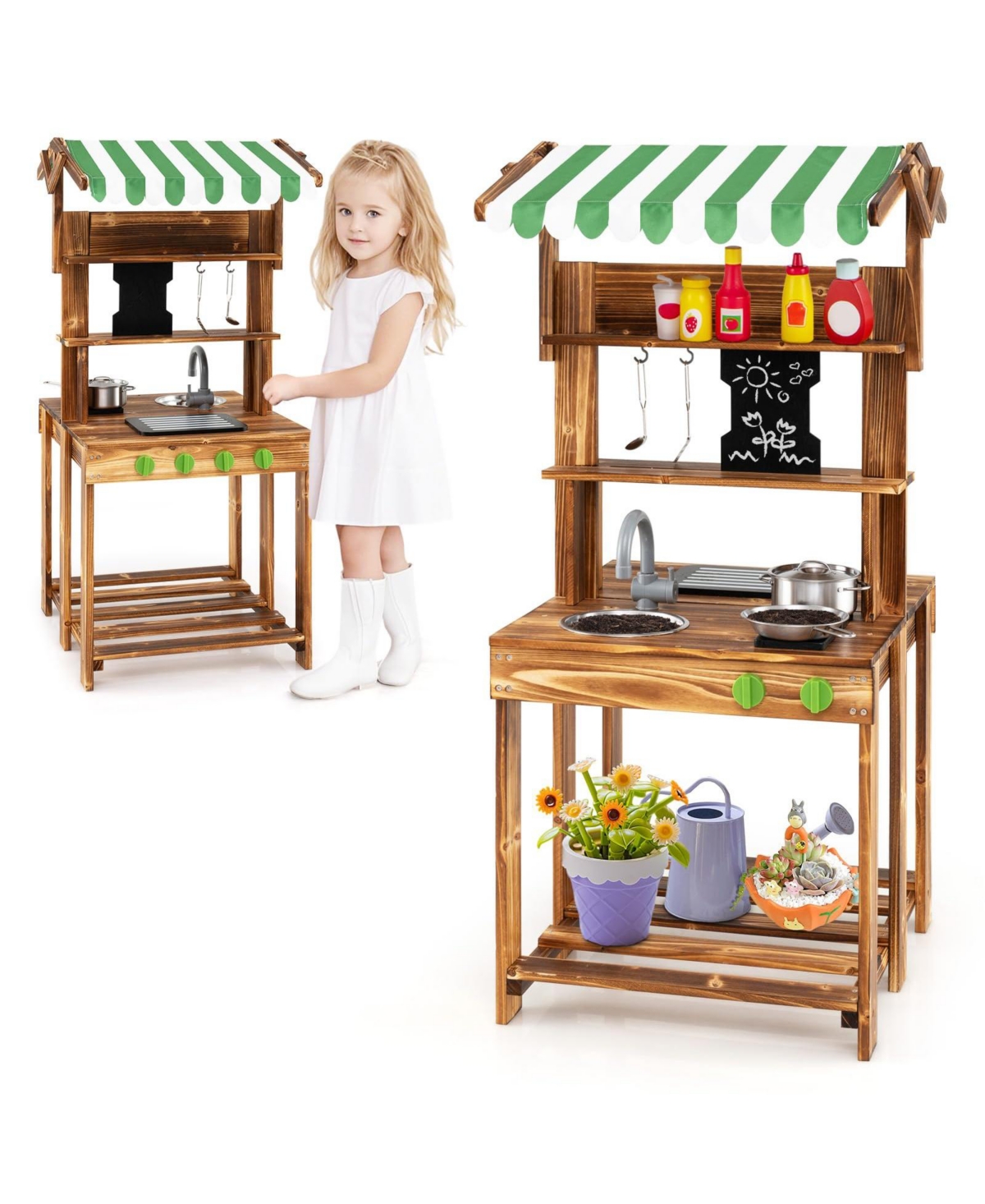 Click here for Double-Sided Mud Kitchen with Canopy and Chalkboar... prices