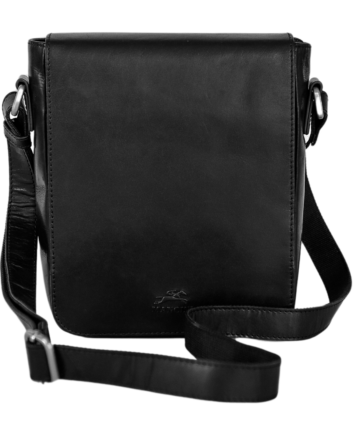 Click here for Mancini Mens On-the-Go Leather Crossbody Bag - Bla... prices