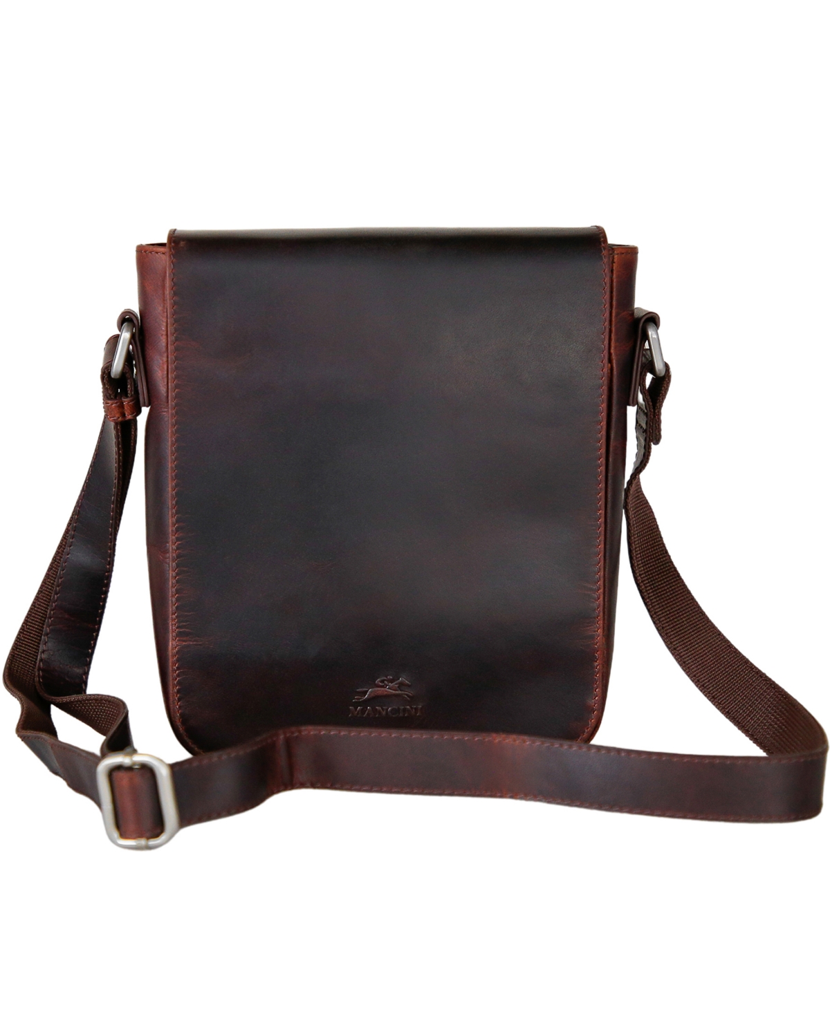 Click here for Mancini Mens On-the-Go Leather Crossbody Bag - Bro... prices