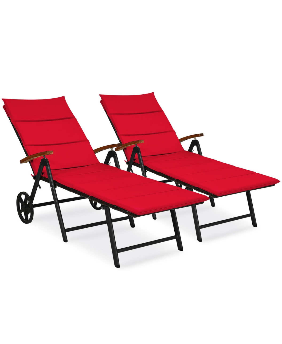 Click here for Gymax 2PCS Folding Patio Rattan Lounge Chair Chais... prices