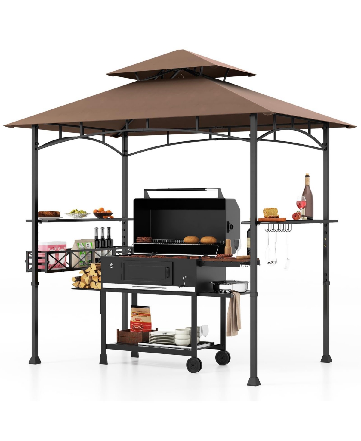 Click here for 8 x 5 Ft Outdoor Grill Gazebo with 2 Side Shelves... prices
