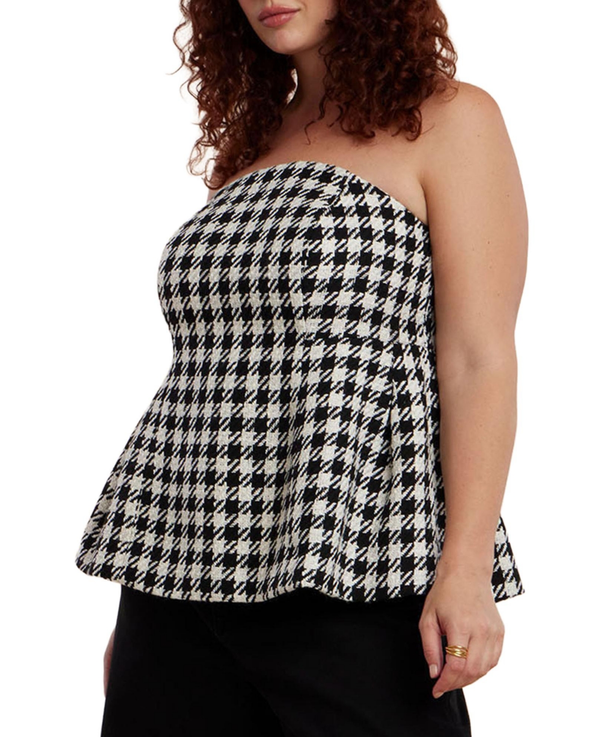 Click here for Eloquii Womens Plus Size Houndstooth Bustier - Bla... prices
