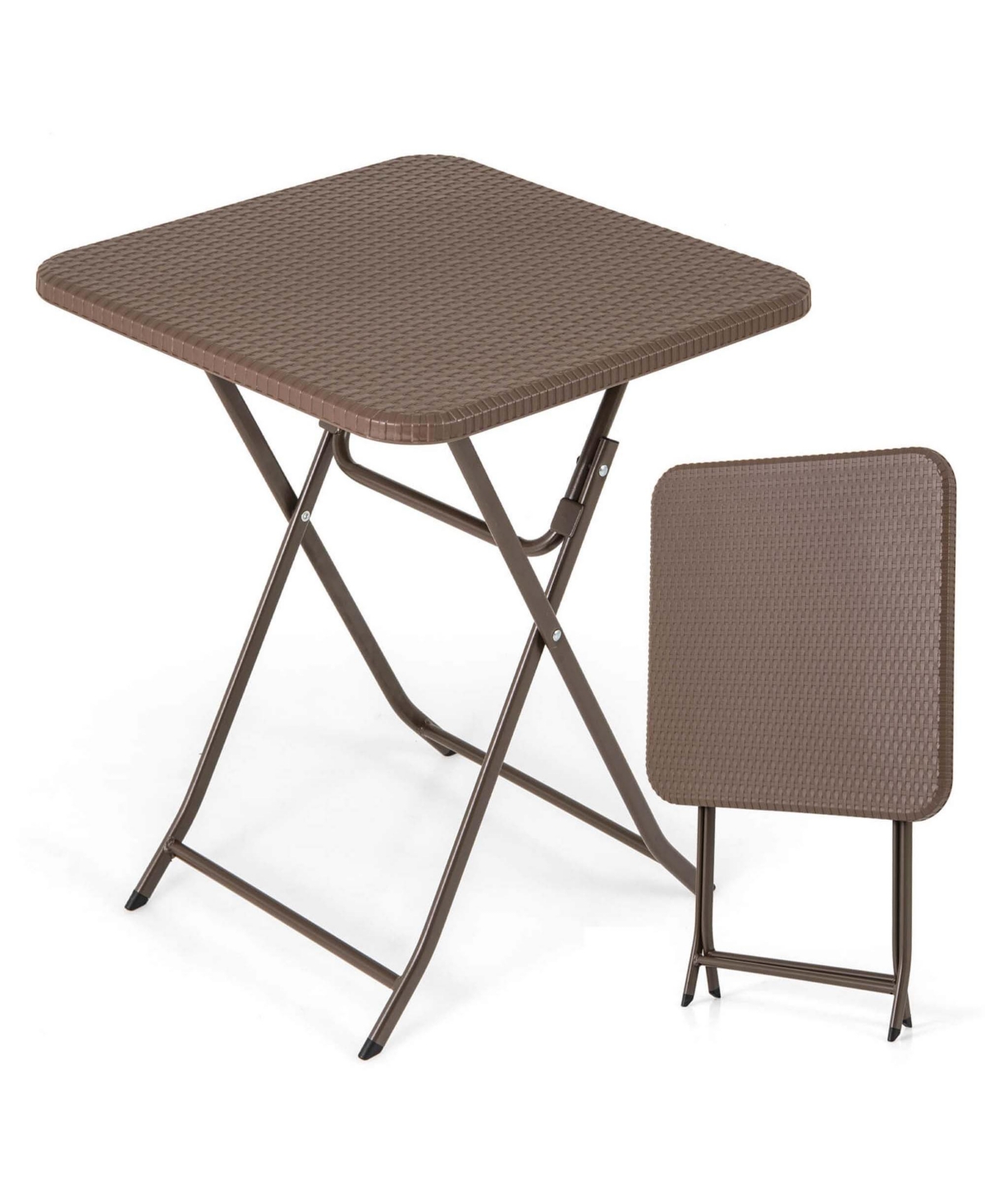 23.5 Square Folding Table Indoor Outdoor Foldable Plastic Table - Brown