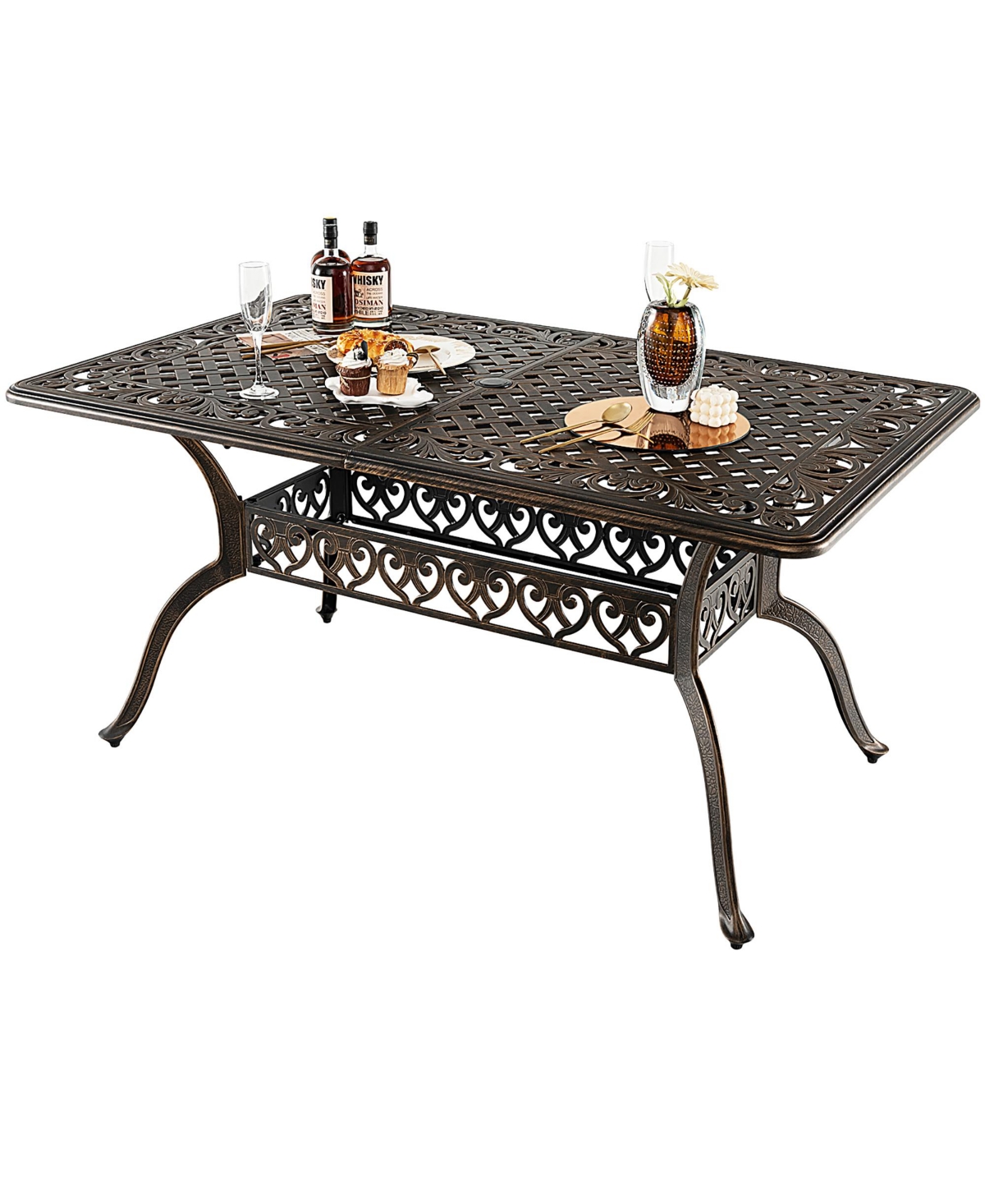 Click here for Gymax 59 Patio Rectangle Dining Table Outdoor Cast... prices
