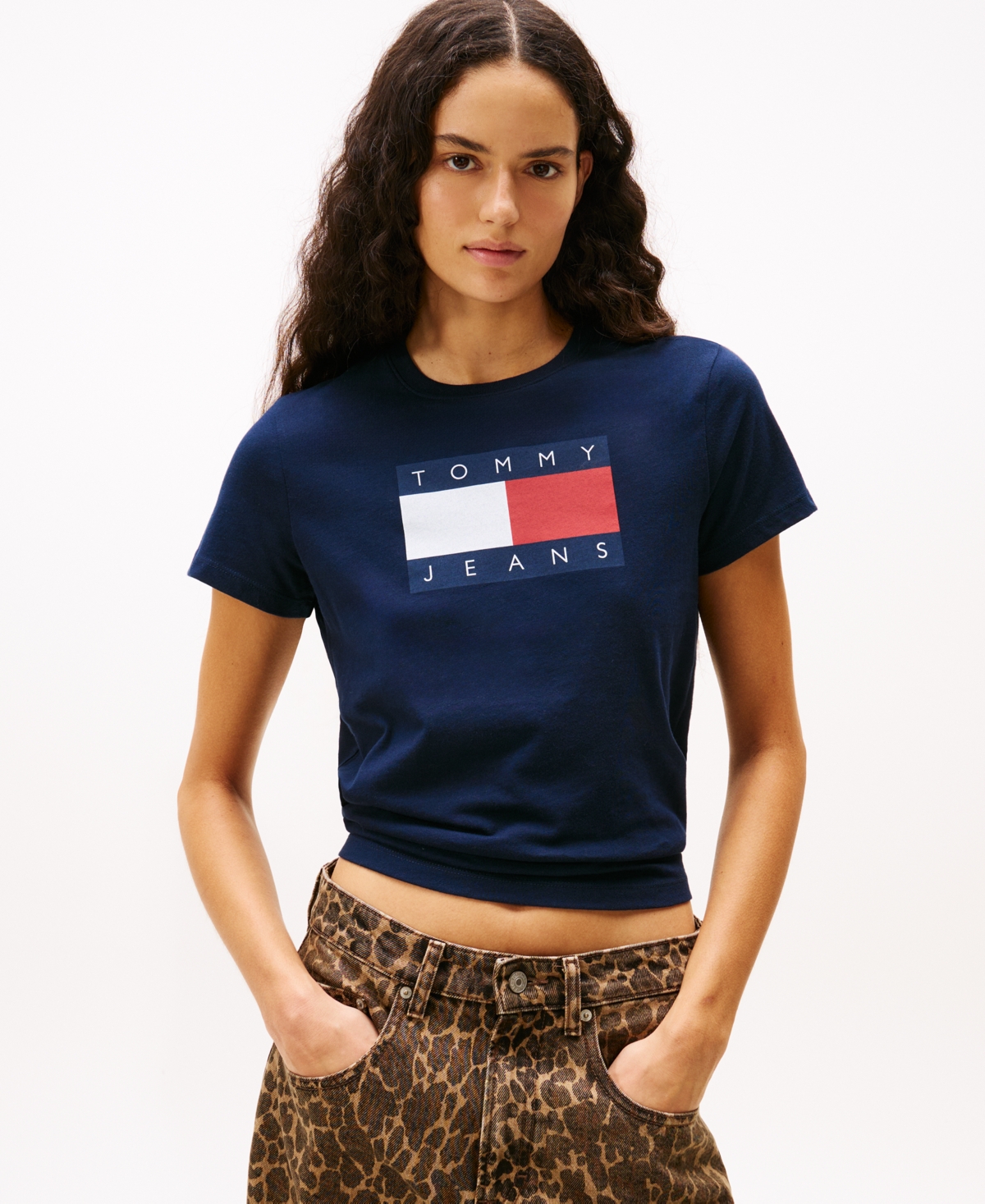 Click here for Tommy Jeans Womens Flag Logo T-Shirt - Dark Night... prices