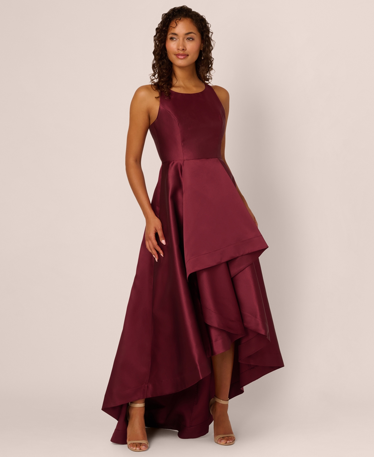 Click here for Adrianna Papell High-Low Mikado Gown - Garnet prices