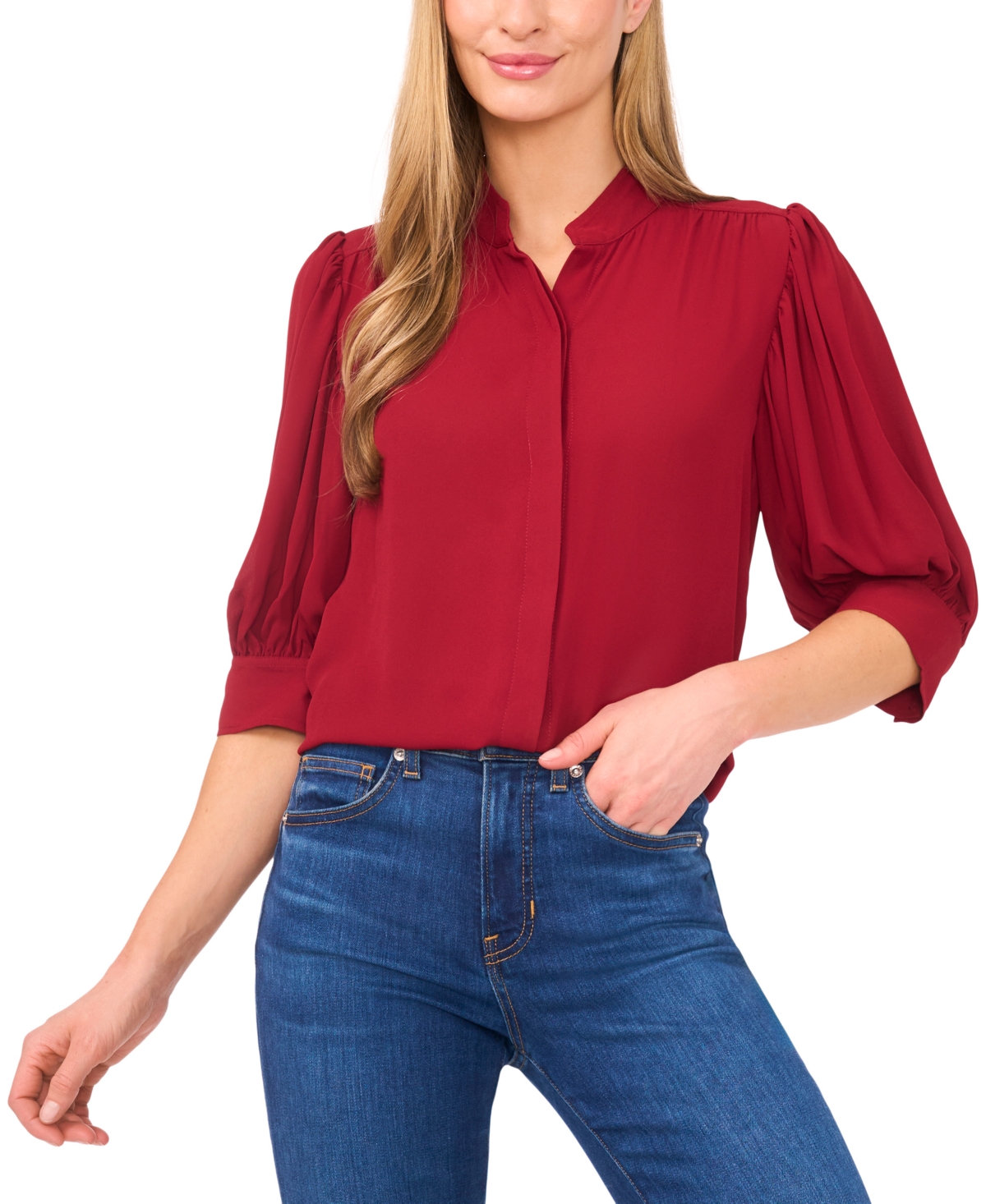 Click here for CeCe Womens 3/4-Sleeve Collared Button Down Top -... prices