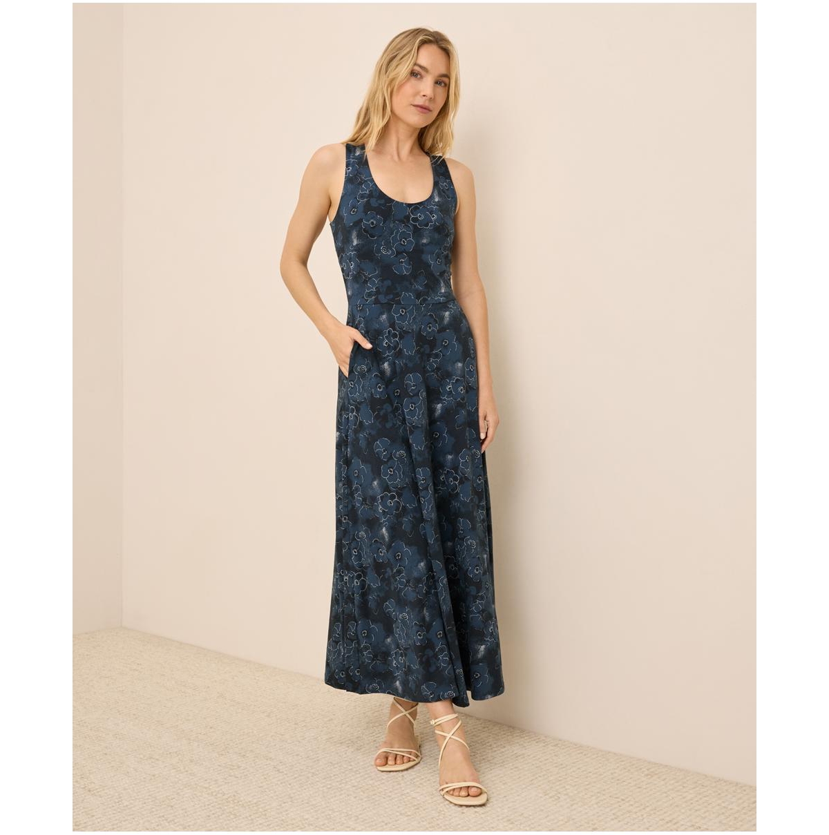 Click here for Pact Womens Fit & Flare Open Back Maxi Dress - Sol... prices