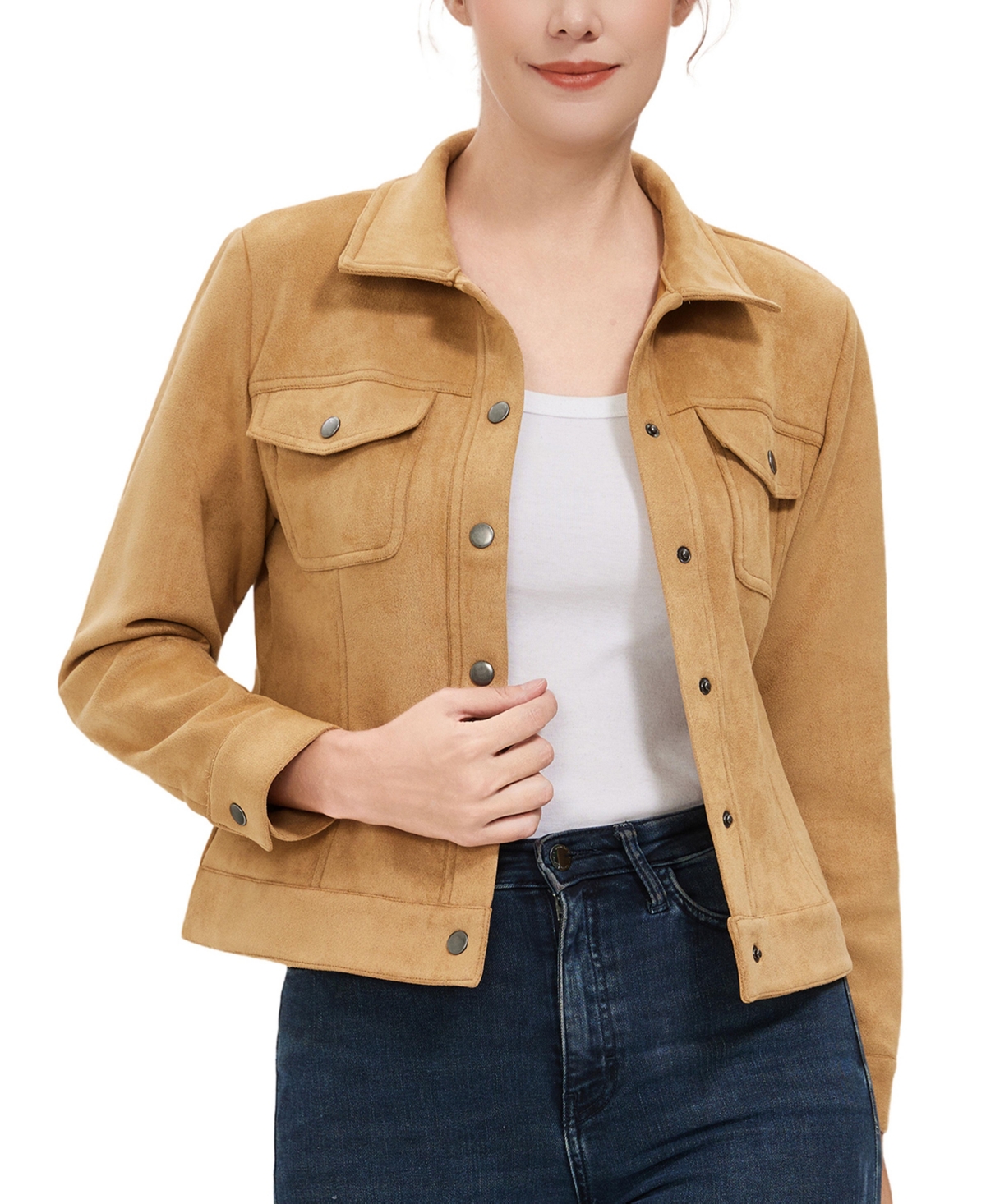 Click here for kimi + kai Womens Faux Suede Trucker Jacket - Sand prices