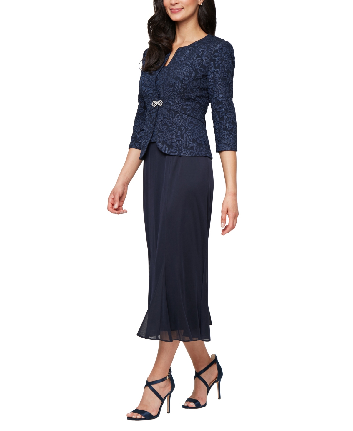 Click here for Alex Evenings Womens Textured Jacquard Tea-Length... prices