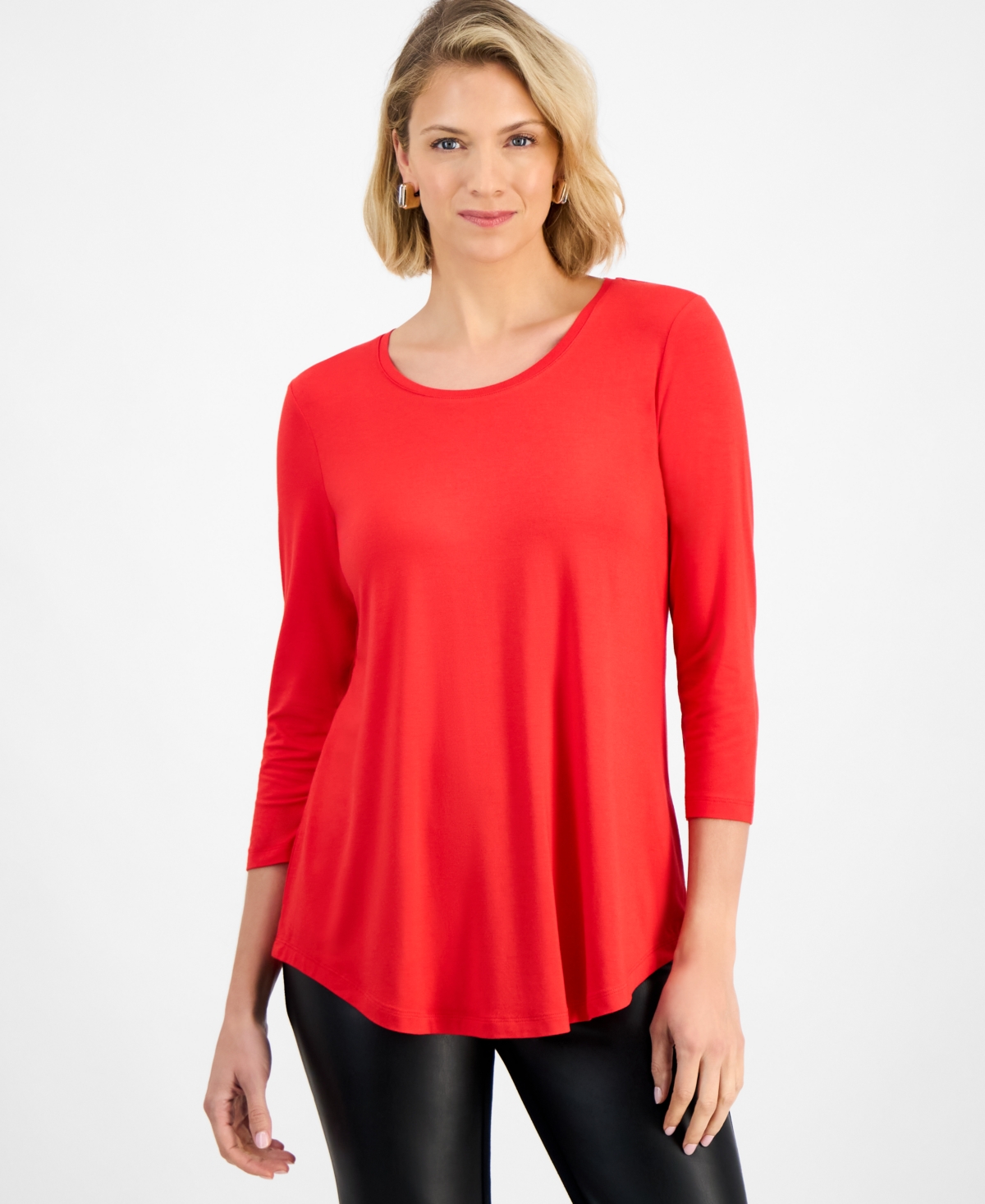 Click here for Jm Collection Womens 3/4-Sleeve Scoop Neck Top  Cr... prices