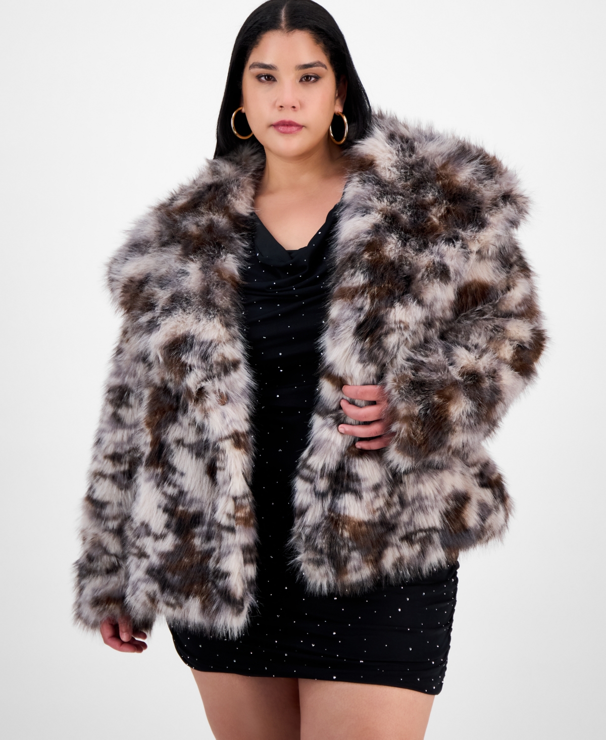 Click here for Bar Iii Trendy Plus Printed Faux-Fur Coat  Macys E... prices