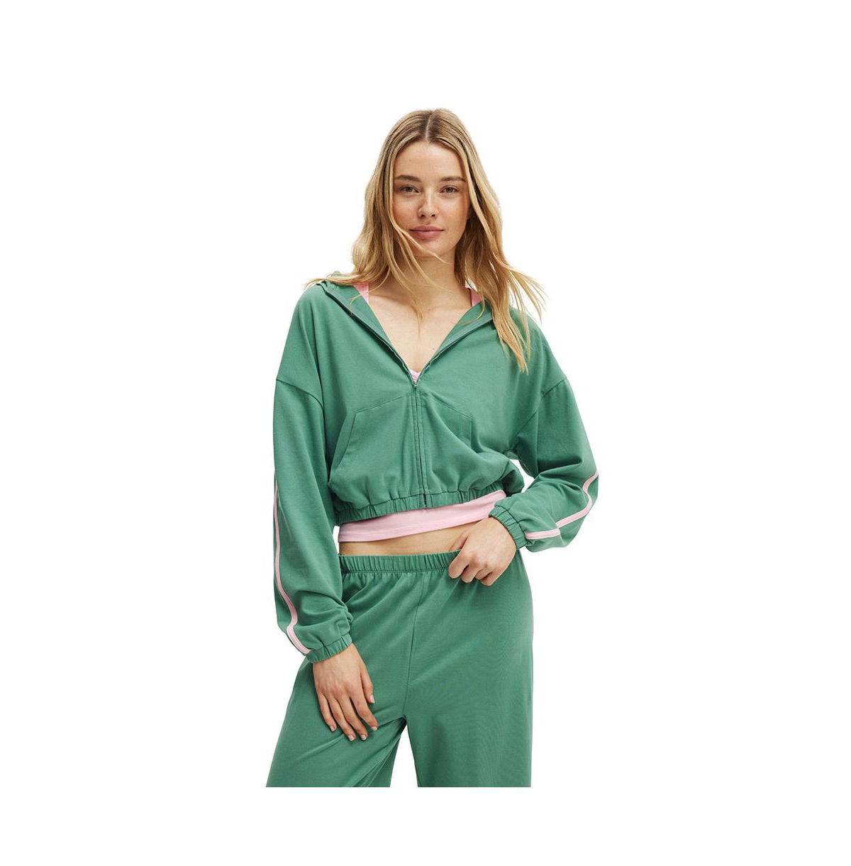 Click here for Cotton On Womens Departure Lounge Crop Hoodie - Li... prices