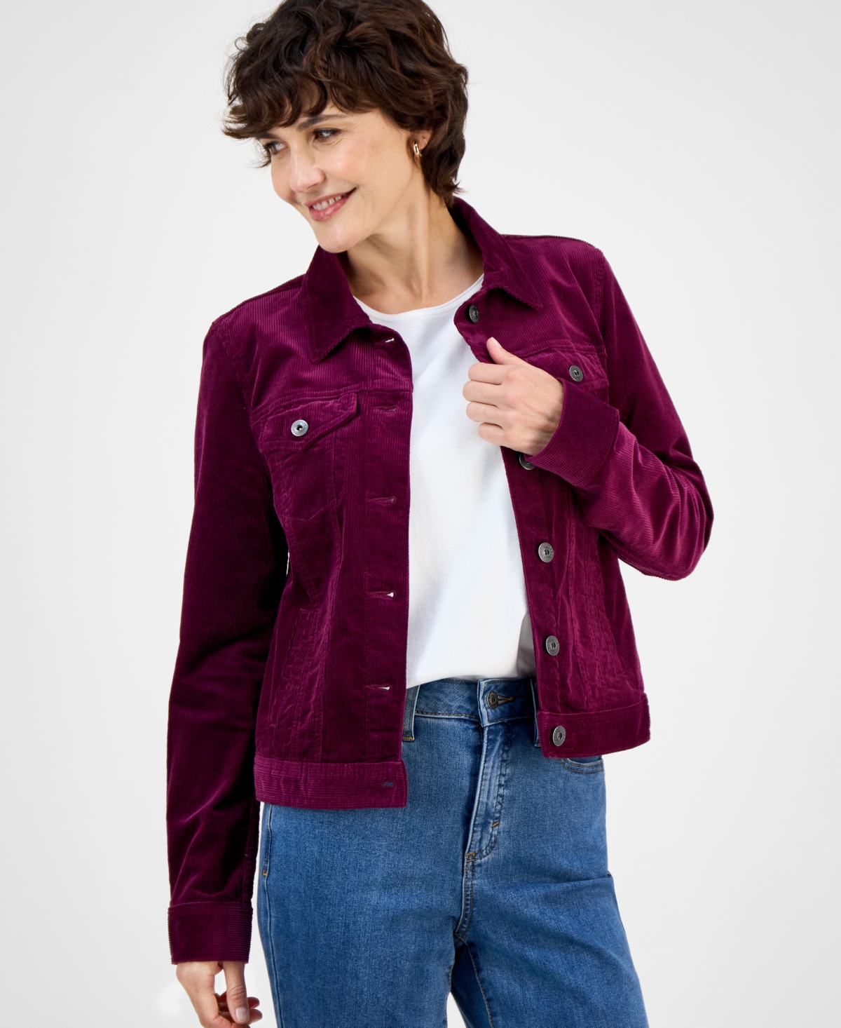 Click here for Style & Co Womens Corduroy Classic Long-Sleeve Jac... prices