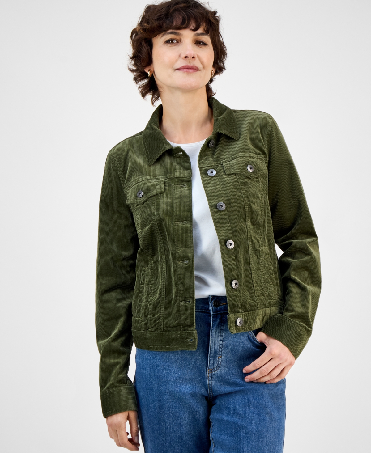 Click here for Style & Co Womens Corduroy Classic Long-Sleeve Jac... prices