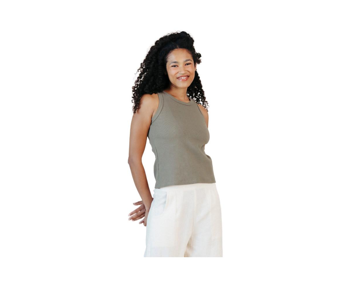 Click here for Poplinen Plus Size Charlie Ribbed Tank - Sage prices
