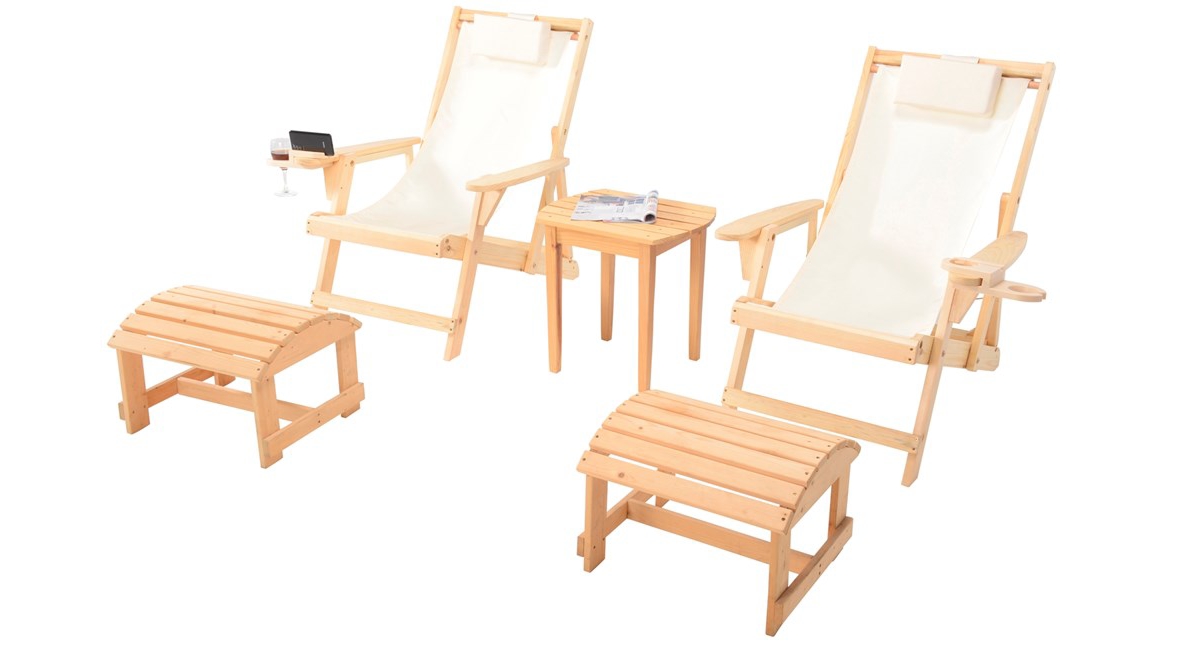 Click here for Jiallo Canvas Sling Chair With Cup And Wine Holder... prices