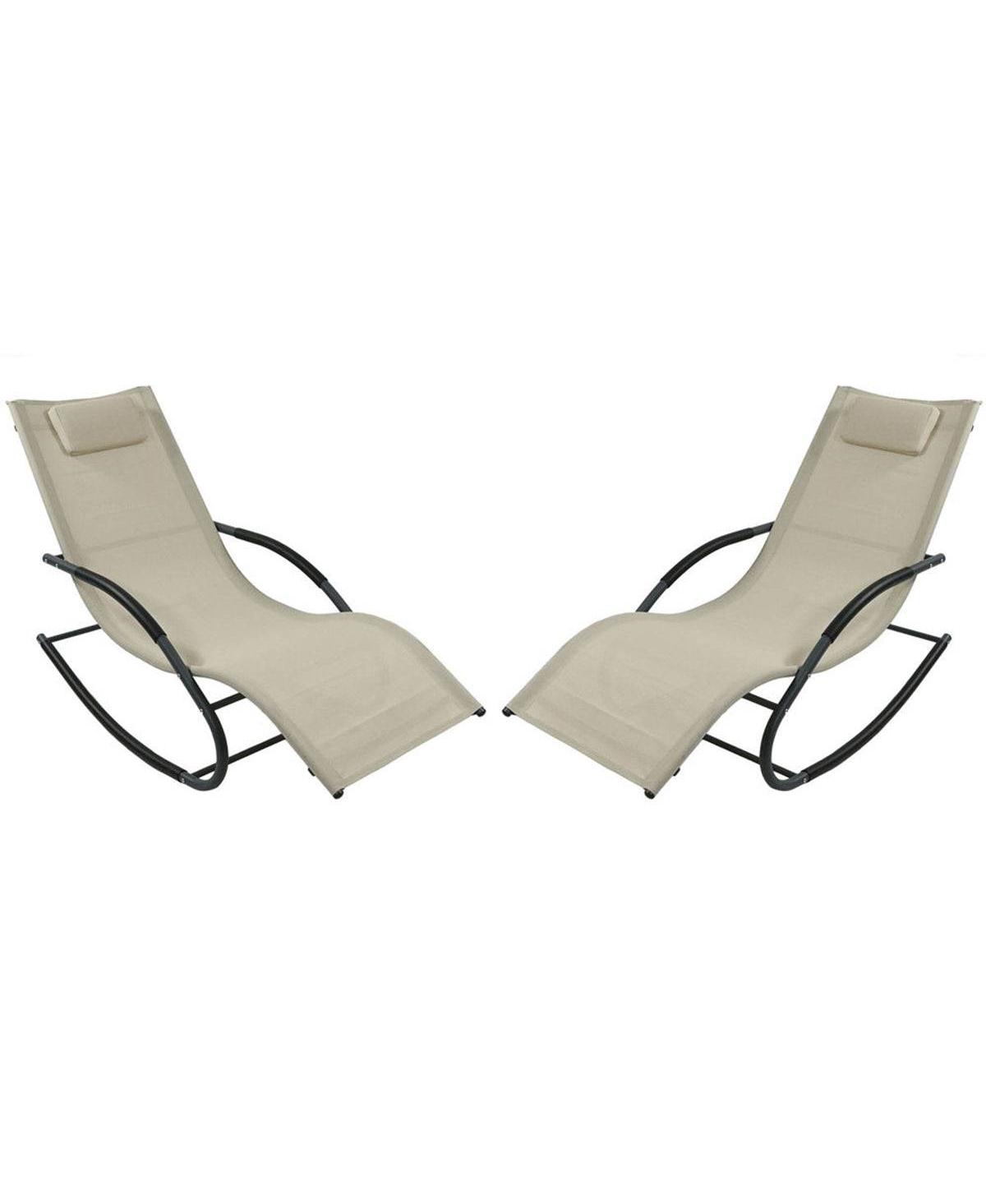 Click here for Slickblue Set of 2 Patio Rocking Chaise Loungers w... prices