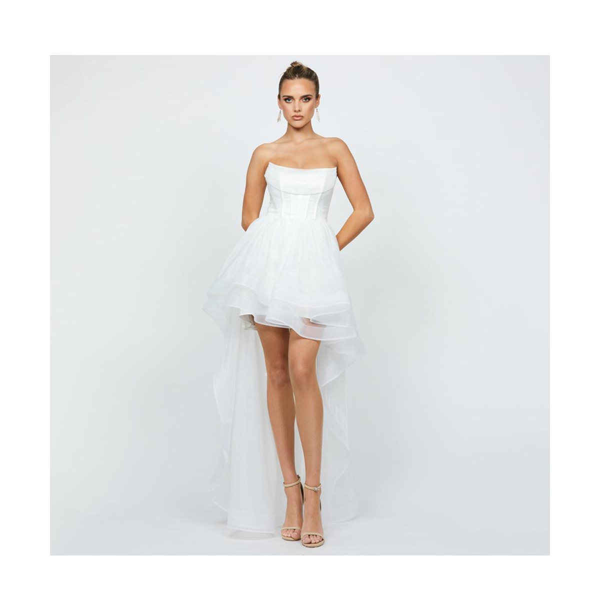 Click here for Bariano Womens Evangeline Strapless Hi Lo Gown prices