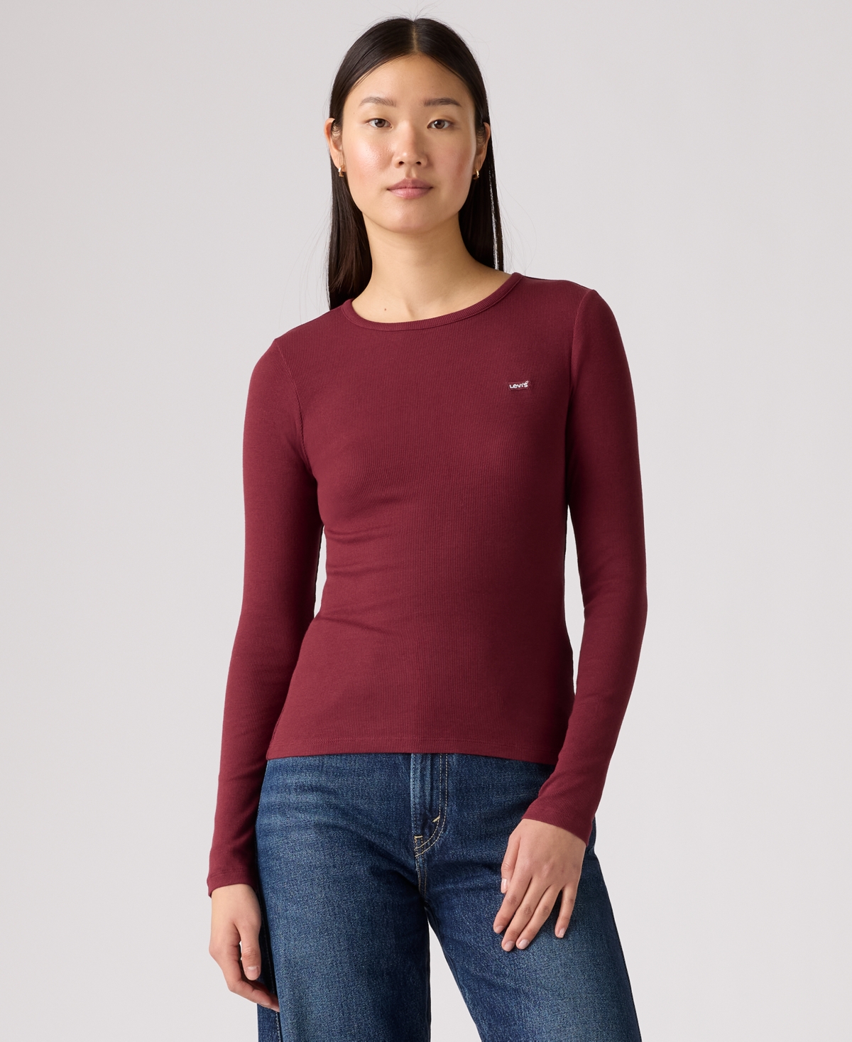 Levis Womens Hayes Clara Strip Long Sleeve Top - Tawny Port