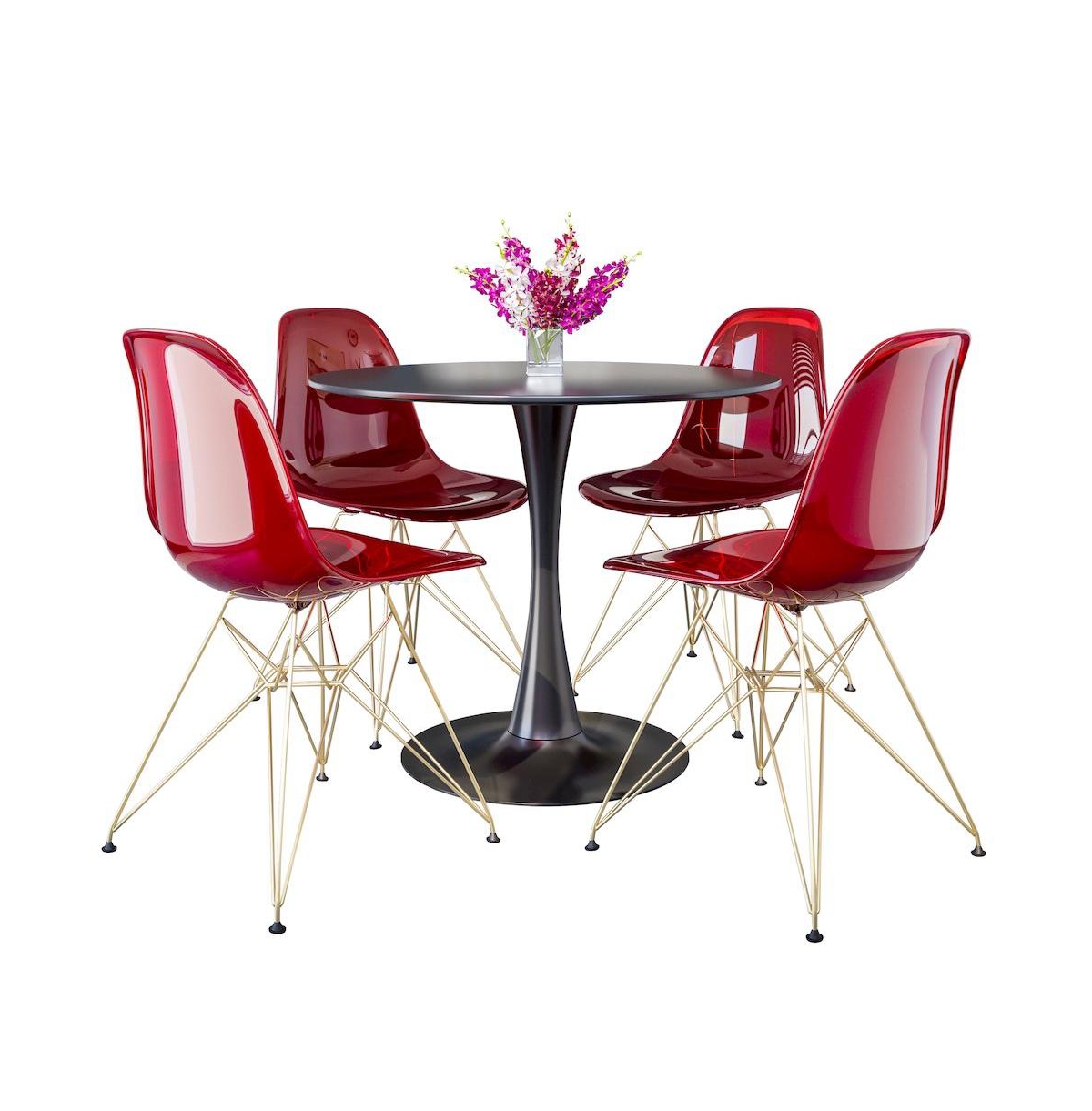 Click here for LeisureMod 5-Piece Dining Set 35 Round Dining Tabl... prices