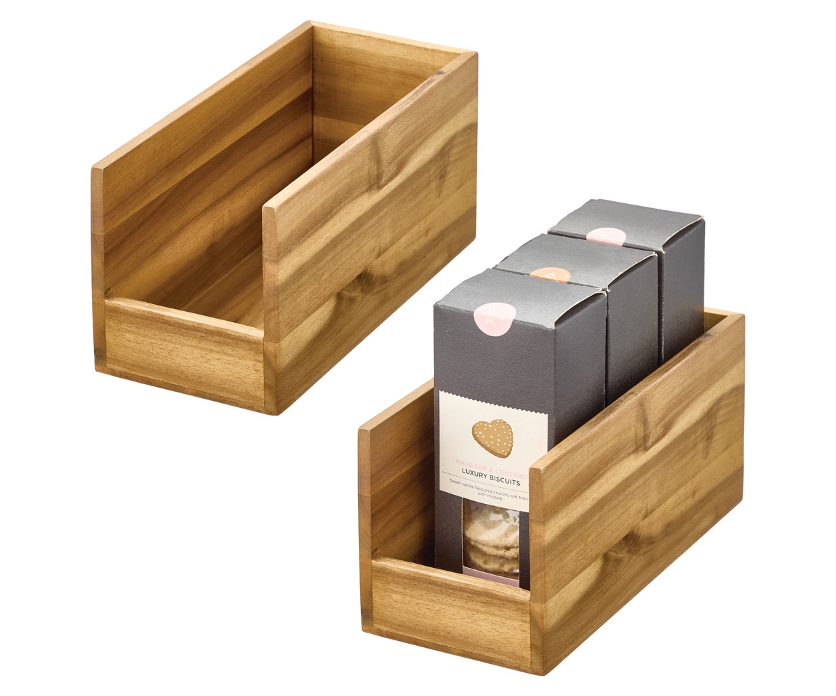 Click here for iDesign Acacia Wood Open-Front Pantry Bin - Set of... prices