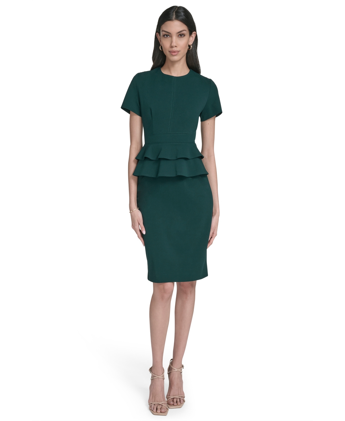 Click here for Calvin Klein Petite Peplum Sheath Dress - Malachit... prices