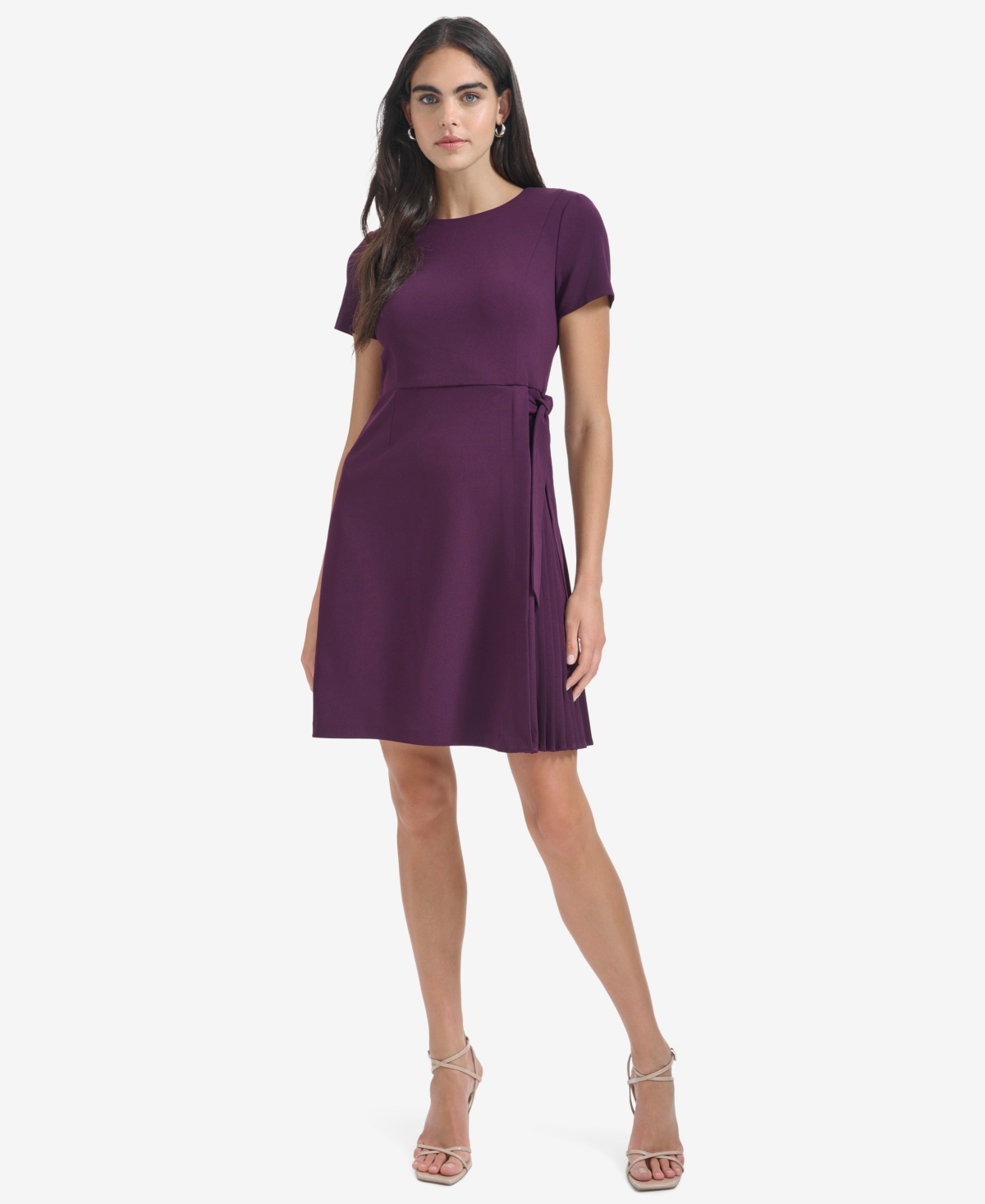 Click here for Calvin Klein Petite Short Sleeve Side Pleat Midi D... prices