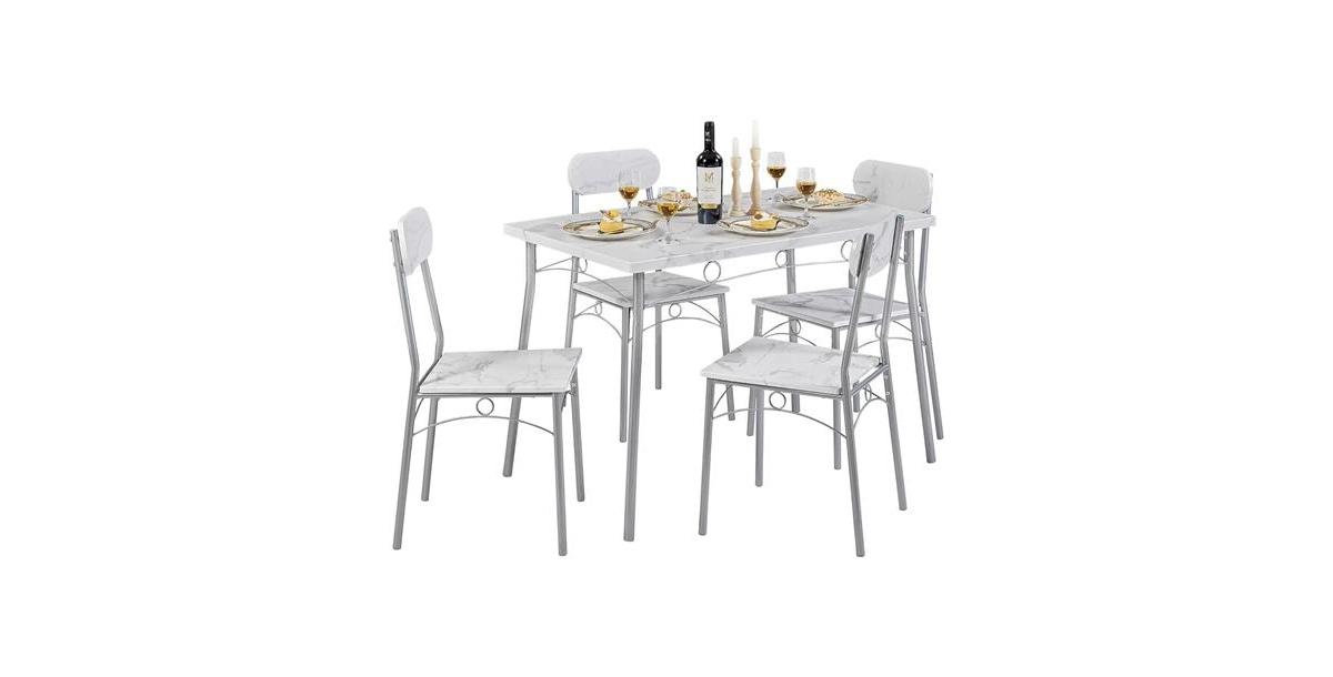 Click here for Slickblue Modern Industrial 5-Piece Dining Set wit... prices