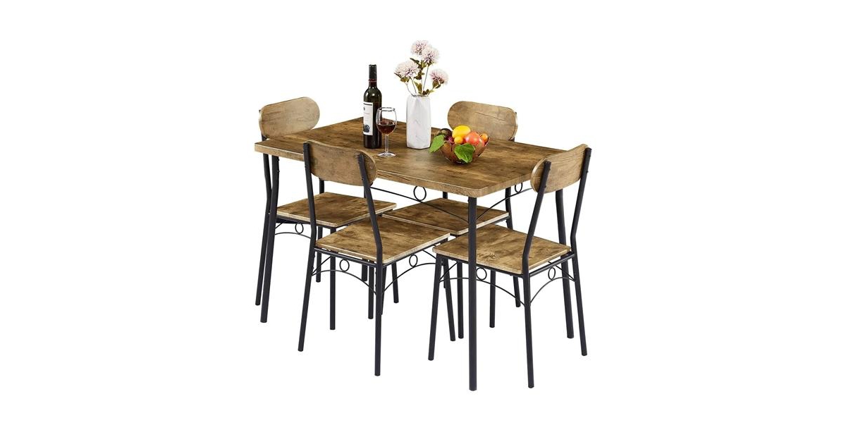 Click here for Slickblue Modern Industrial 5-Piece Dining Set wit... prices