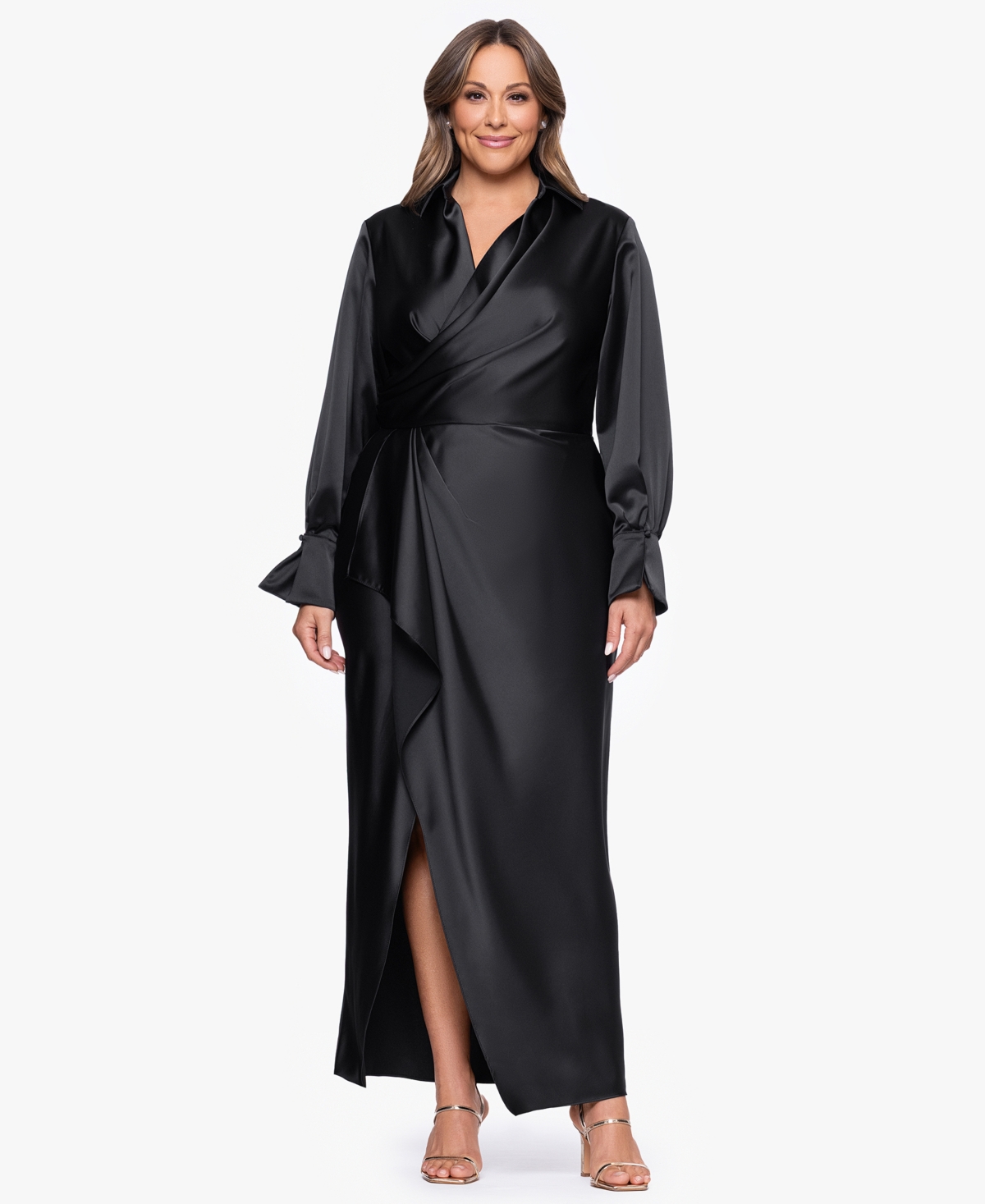 Click here for Xscape Plus-Size V-Neck Long Dress - Black prices