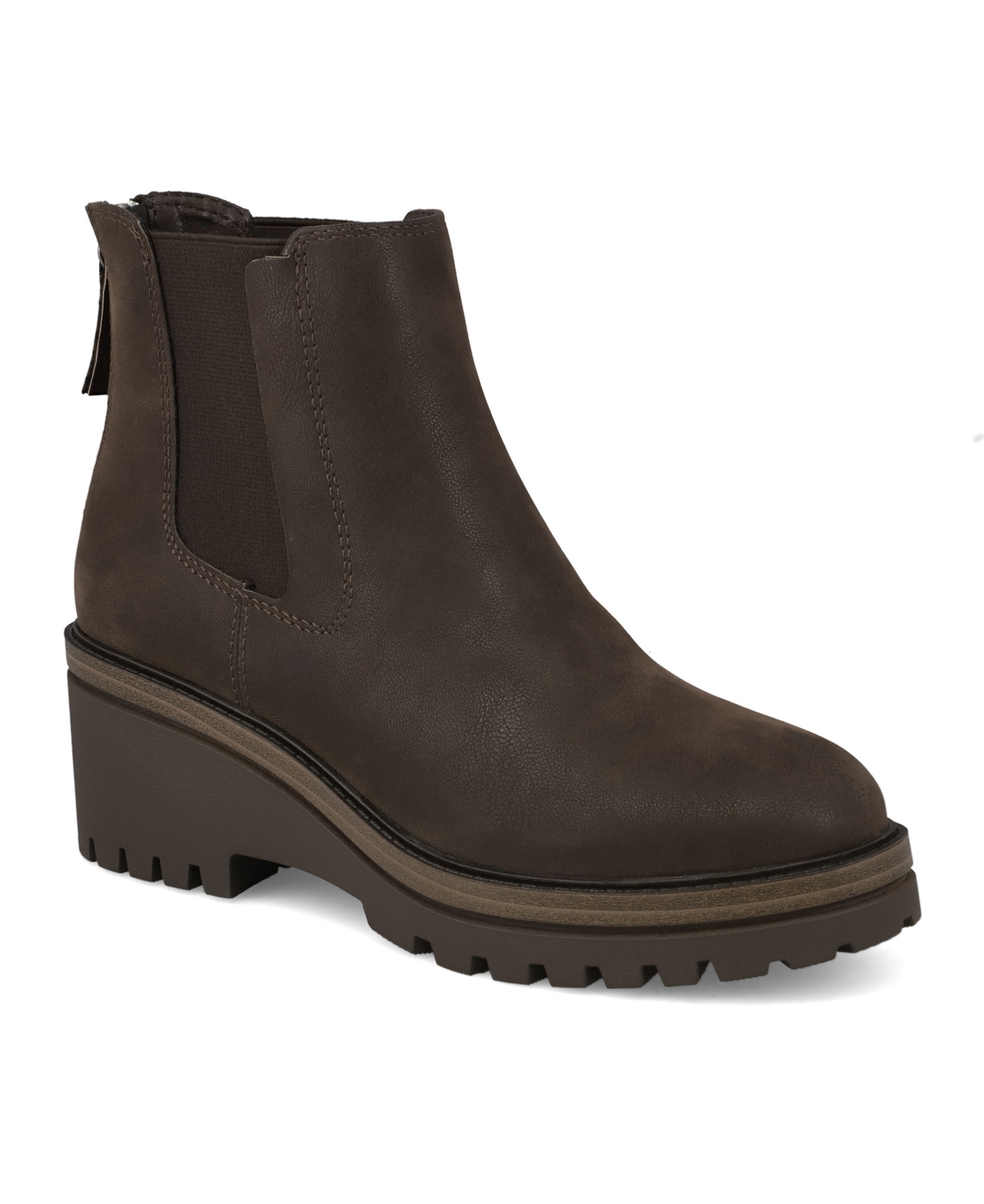 Click here for Mia Womens Sefi Chelsea Lug Sole Booties - Chocola... prices