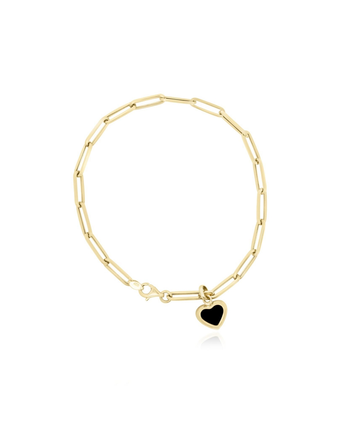 Click here for The Lovery Onyx Heart Paperclip Bracelet 14k Gold... prices