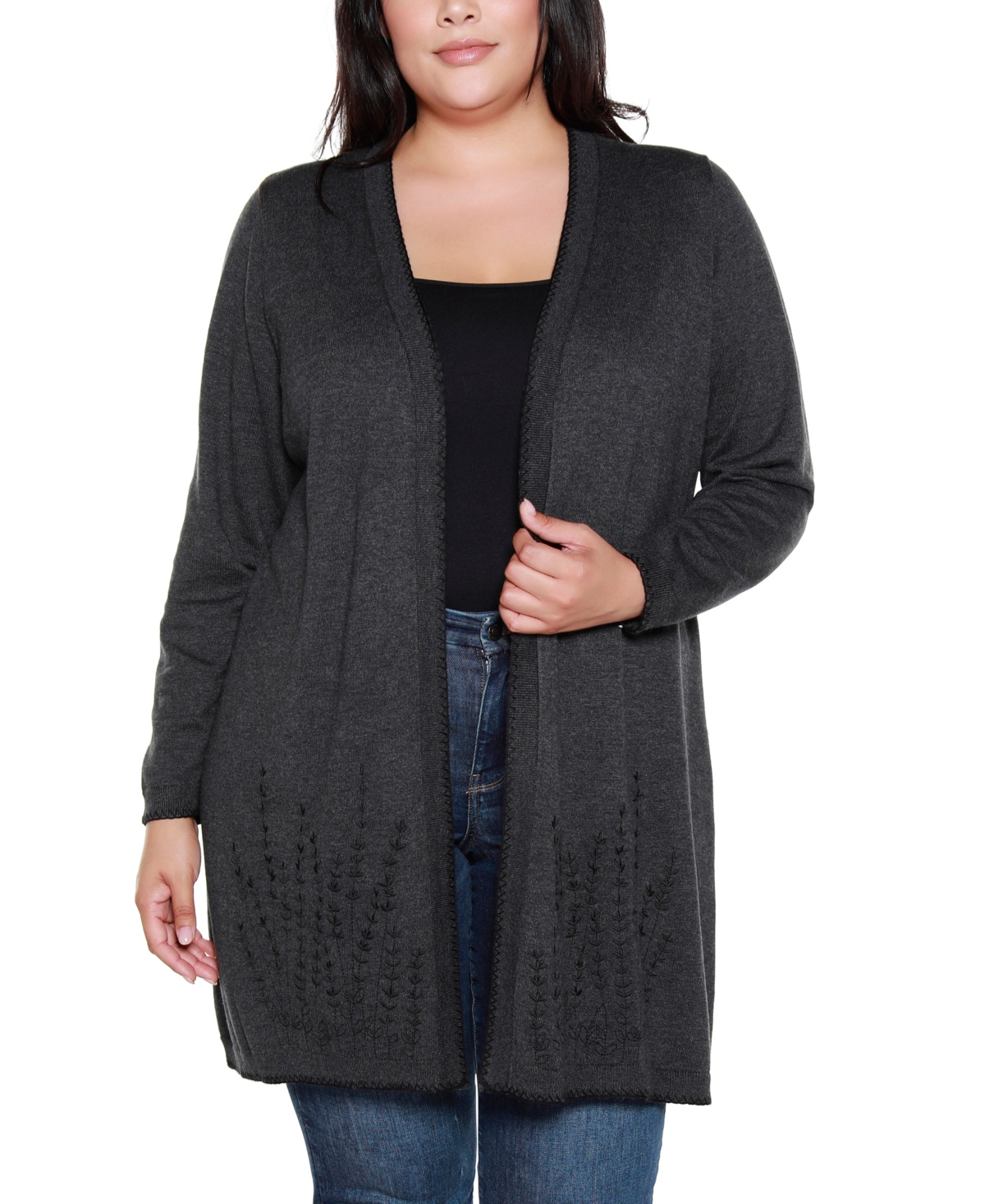 Click here for Belldini Plus Size Embroidered Open-Front Cardigan... prices