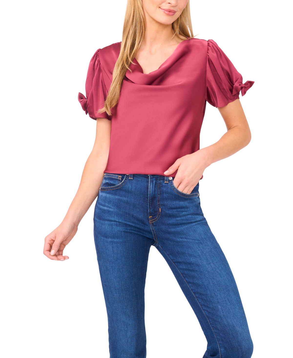 Click here for CeCe Womens Cowl Neck Bubble Short Sleeves Top - F... prices