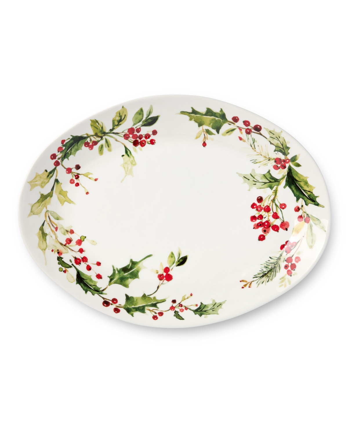 Certified International Holly And Vines Stoneware Serving Platter  One Size  White