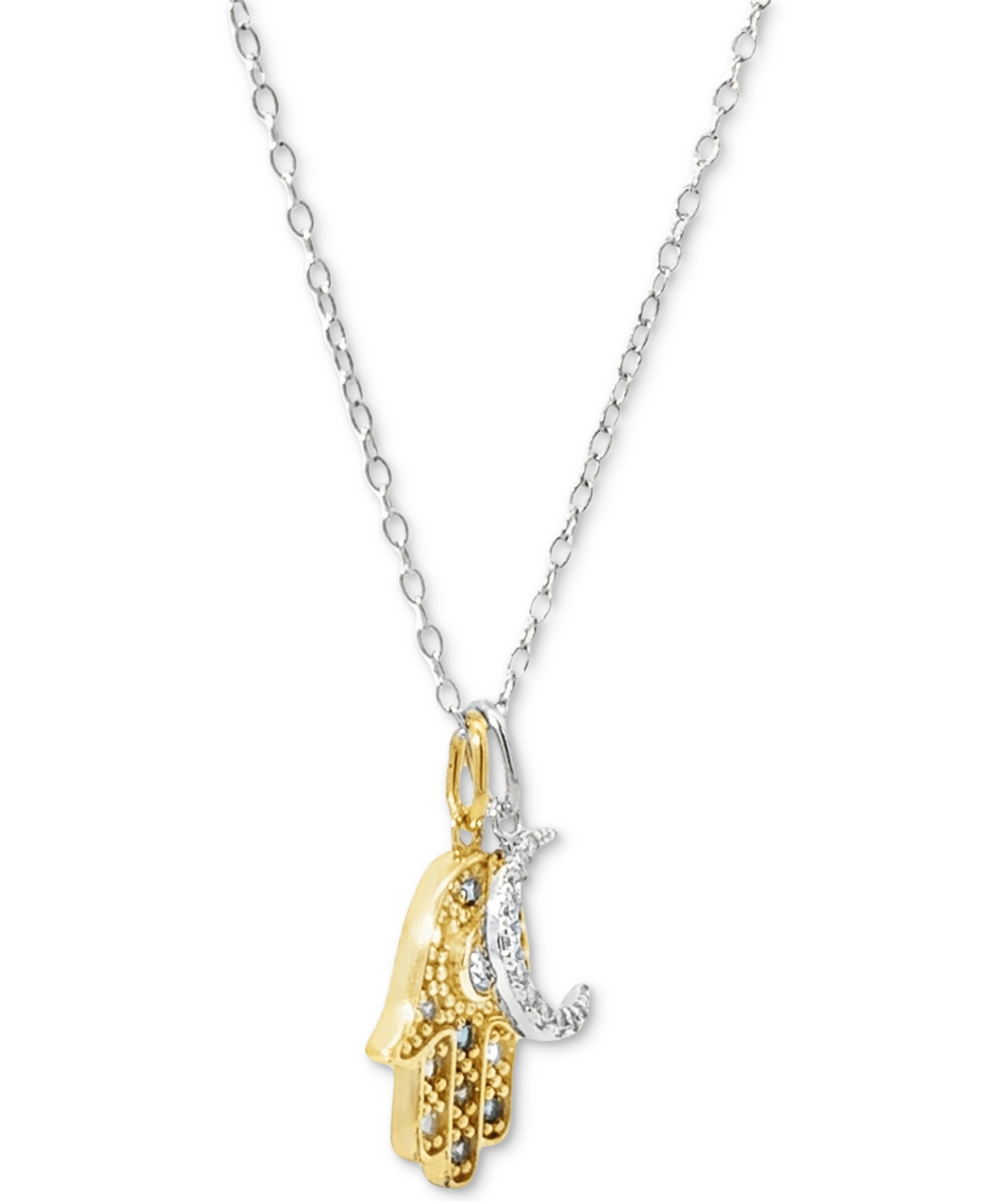 Click here for Giani Bernini Pave Moon & Hamsa Hand 18 Pendant Ne... prices