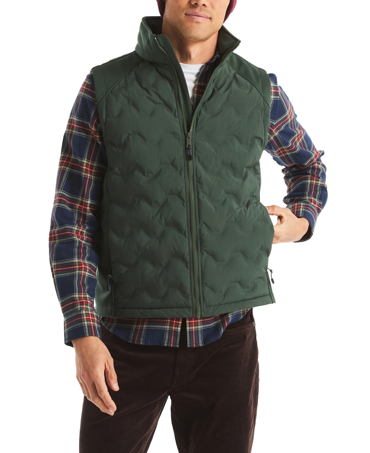 Click here for Nautica Mens Gold Hybrid Vest - Deep Forest prices