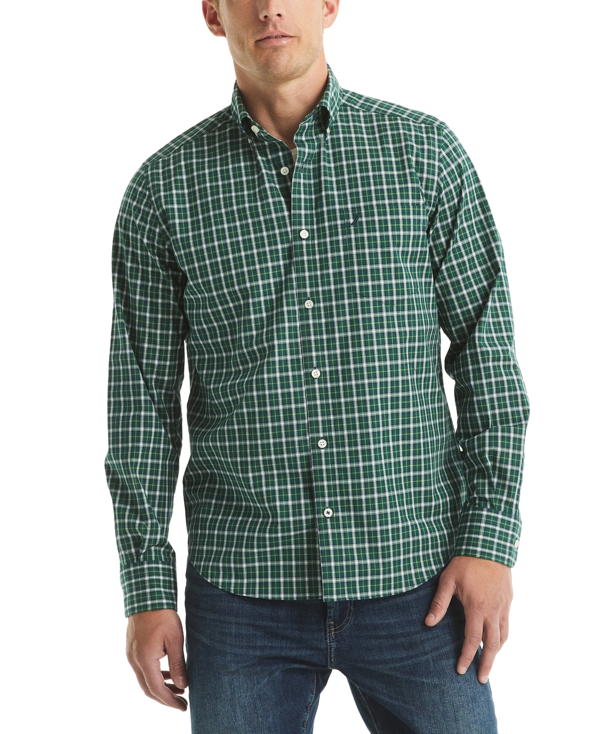 Click here for Nautica Mens Plaid Pattern Button-Down Shirt - Spr... prices