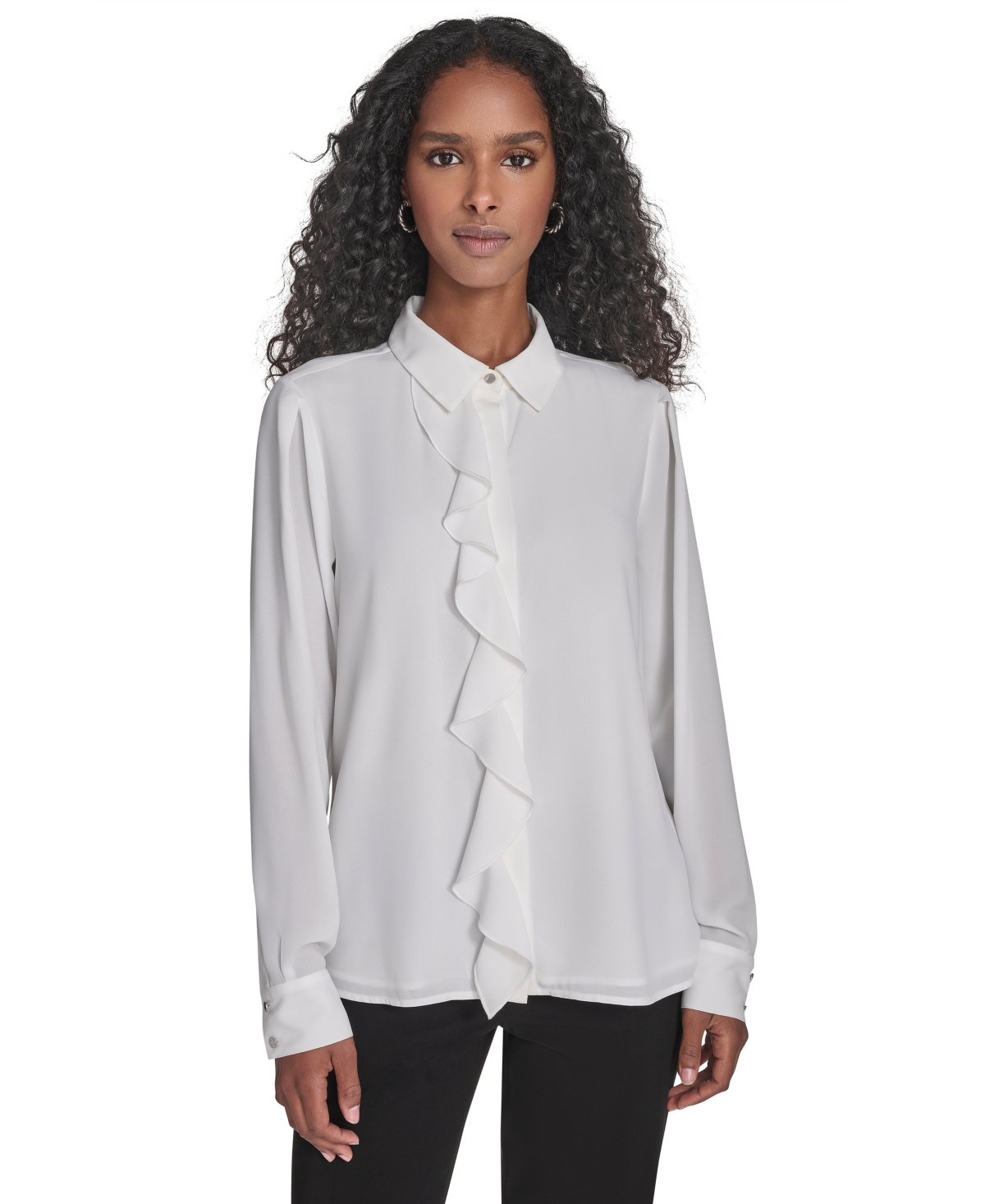 Click here for Calvin Klein Petite Long Sleeve Blouse - Cream prices