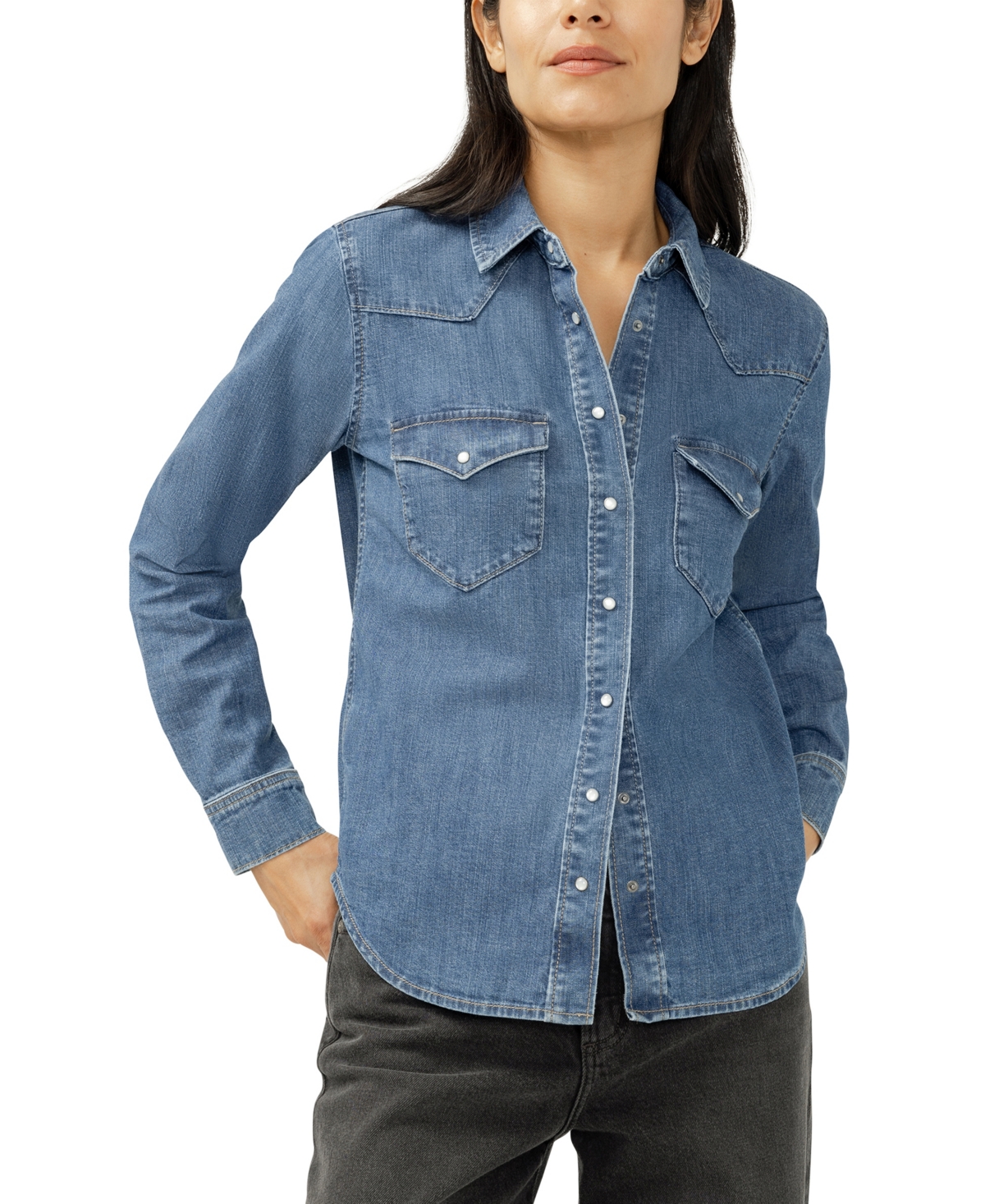 Click here for Silver Jeans Co. Womens Western Denim Shirt - Cana... prices