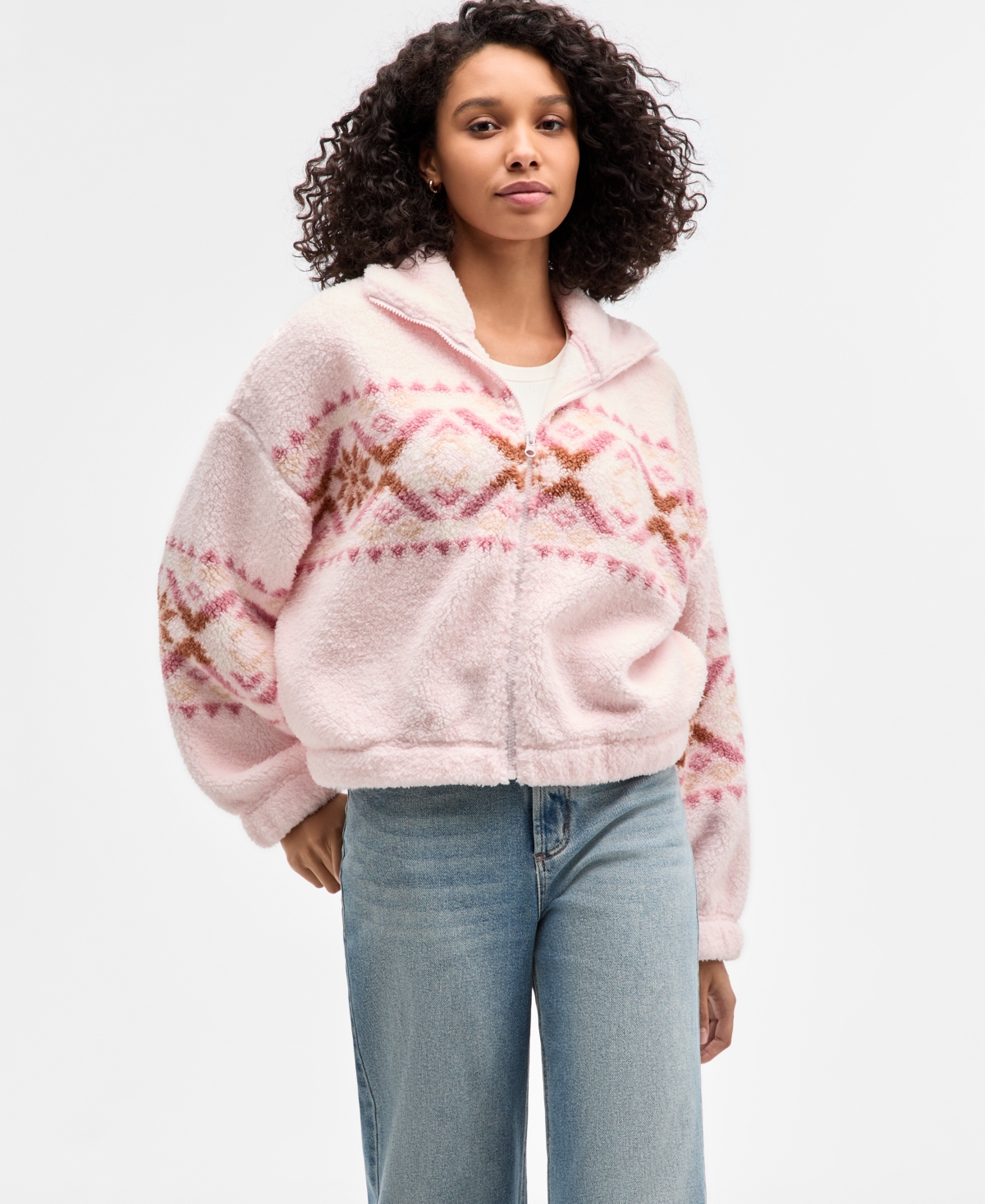 Click here for Hippie Rose Juniors Printed Zip-Up Sherpa Jacket -... prices