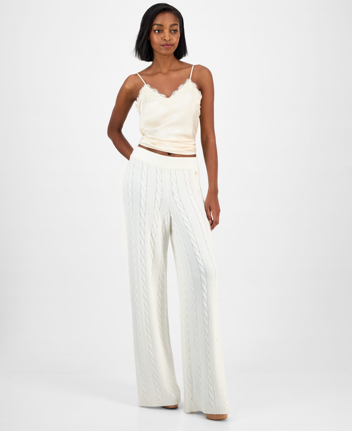 Click here for Guess Womens Gemma Cable Knit Sweater Pants - Crea... prices