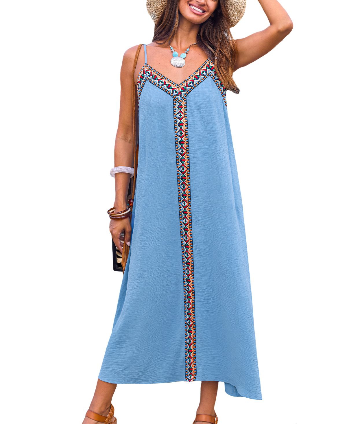 Click here for Cupshe Womens Let It Slide Blue Maxi Beach Dress -... prices