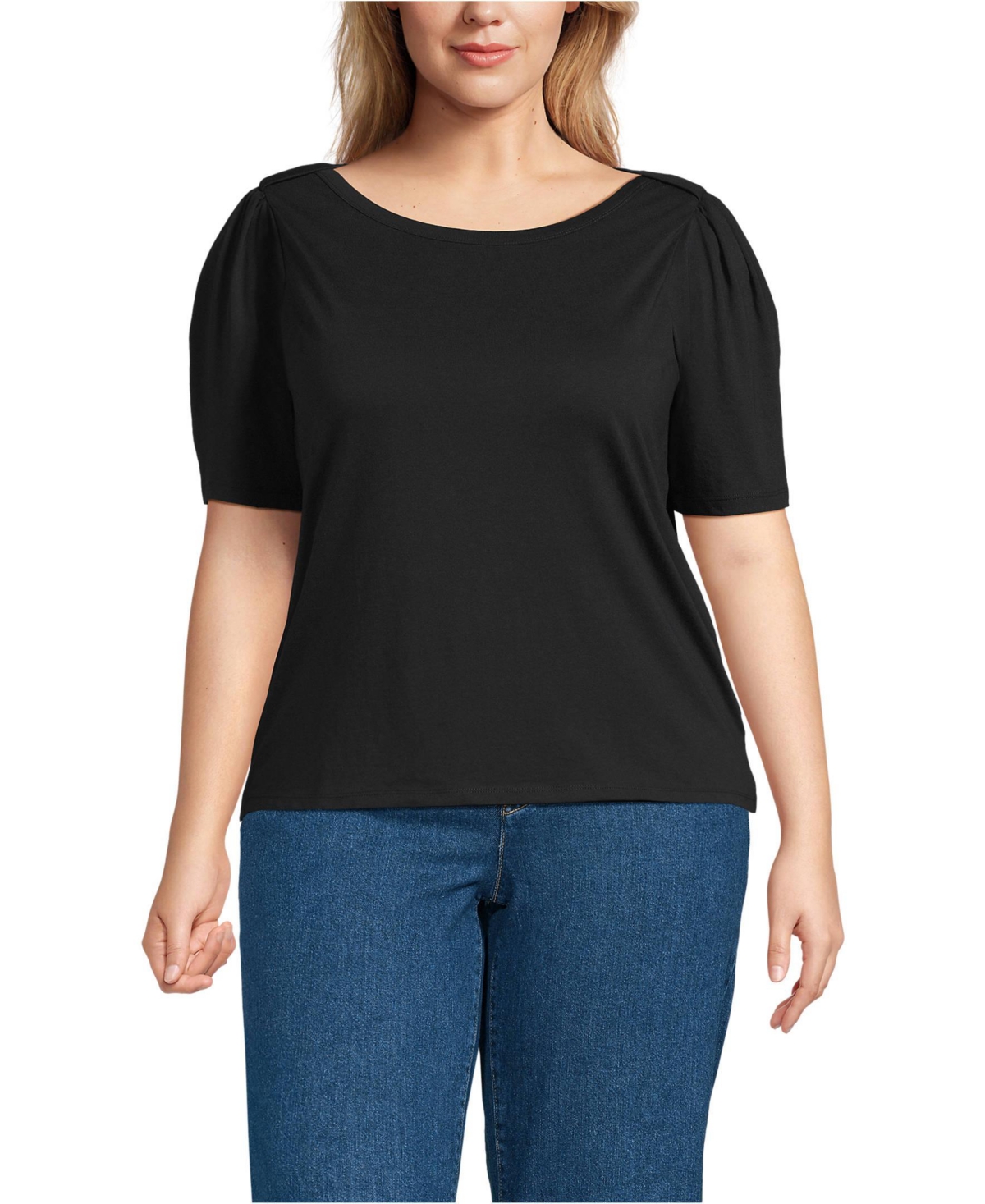 Click here for Lands End Plus Size Elbow Sleeve Supima Cotton Boa... prices
