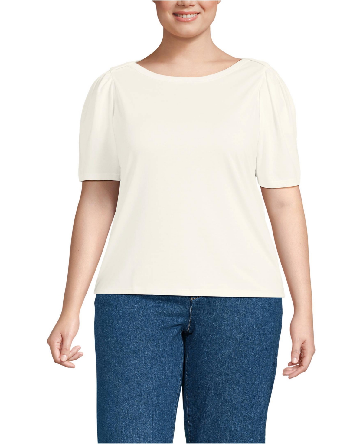 Click here for Lands End Plus Size Elbow Sleeve Supima Cotton Boa... prices
